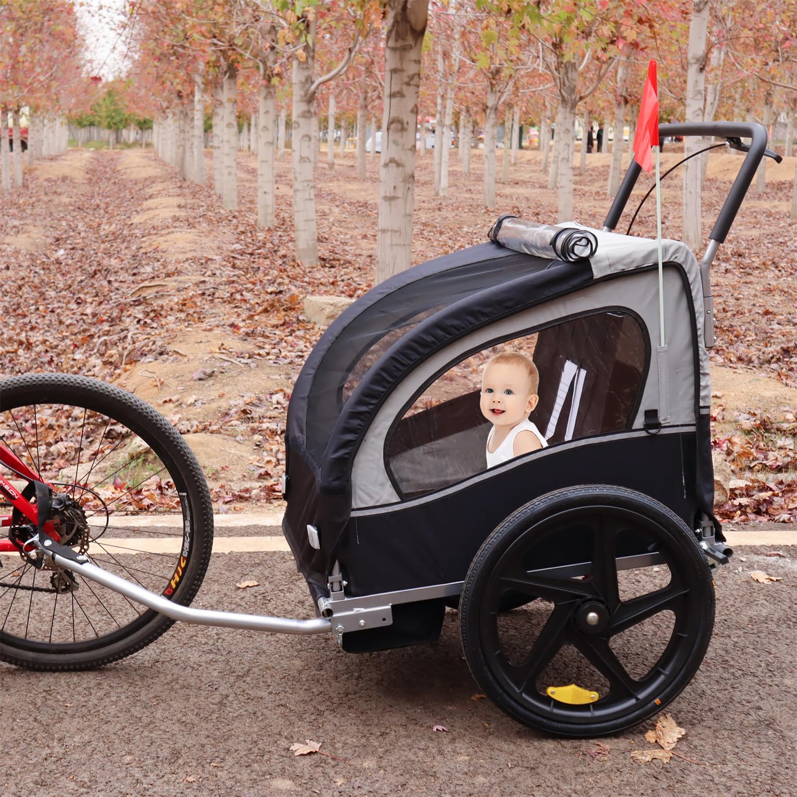 2 Seat Kids Bike Trailer & Stroller, 2-in-1 Child Bike Trailer and ...