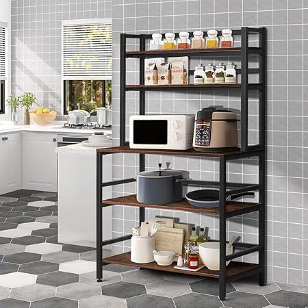 Amazon.com - YGBH 5-Tier Kitchen Bakers Rack with Hutch, Coffee Station ...