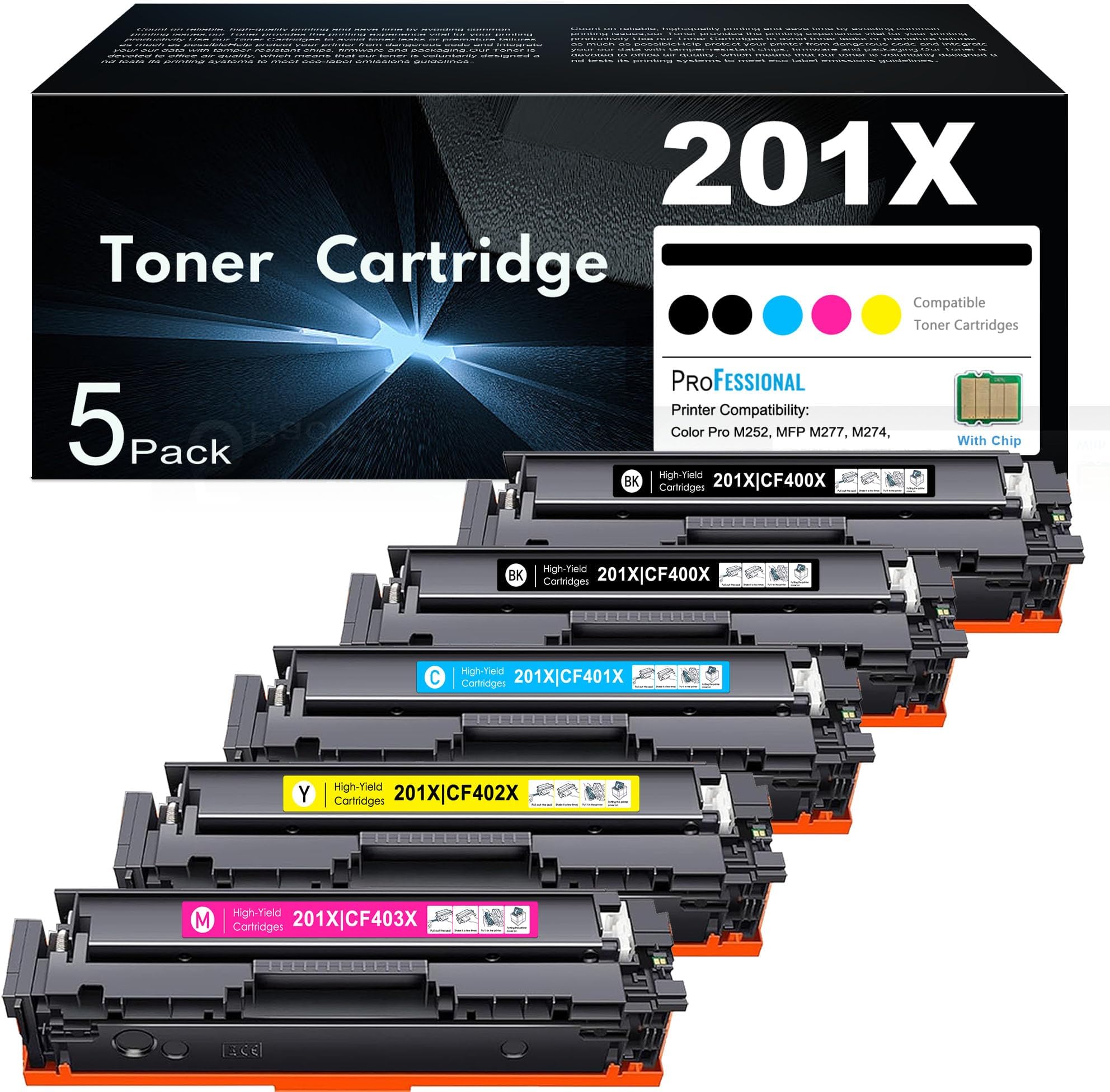 Amazon.com: HP 201X Black High-yield Toner Cartridges (2-pack) | Works ...