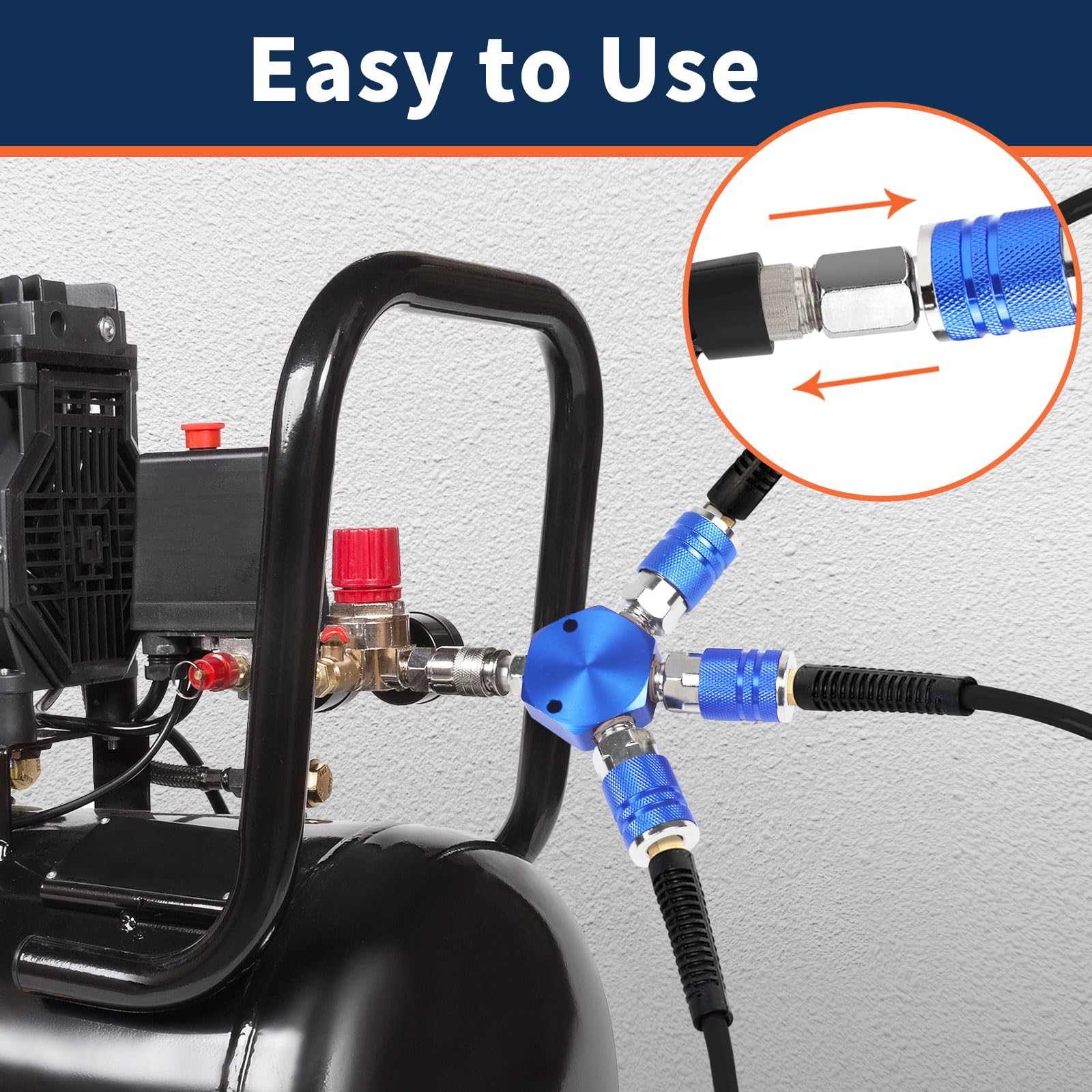 Snapklik.com : Non Rust 3 Way Air Hose Splitter 1/4 NPT Coupler Blue ...