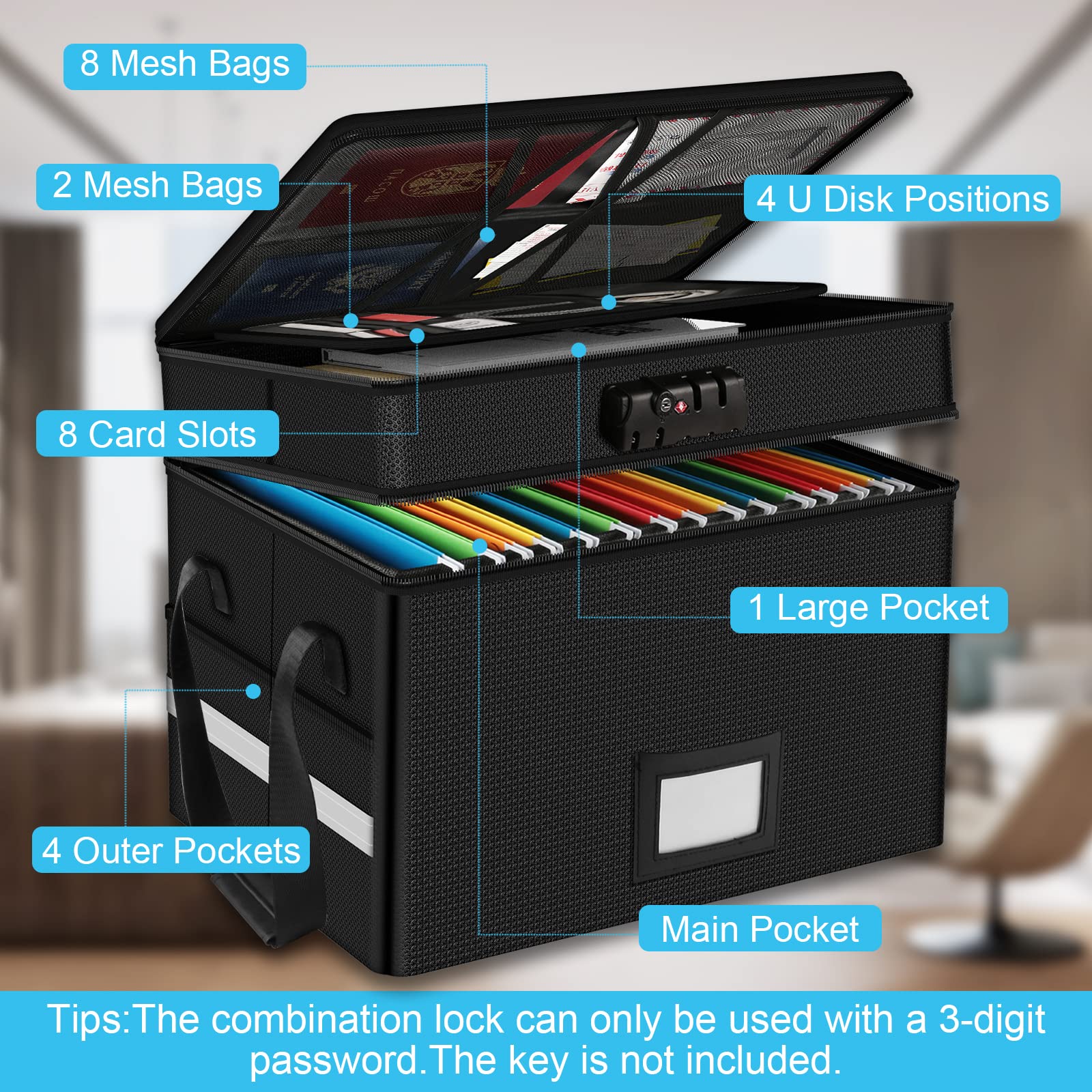 Snapklik.com : Fireproof Document Box Safe For Home, 2 Layer Lock File Box