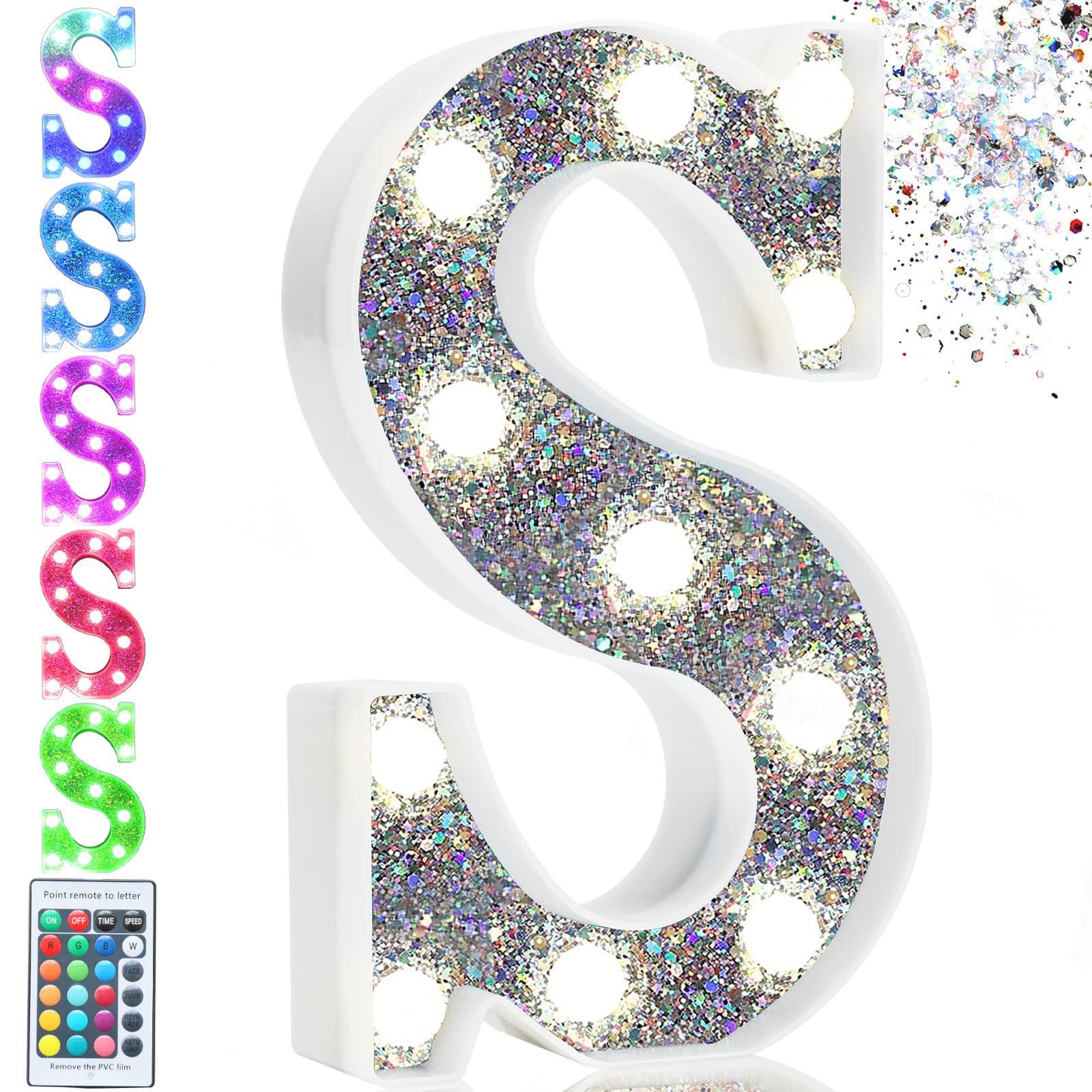 Snapklik.com : Colorful Light Up Letters, Silver LED Marquee Letter ...