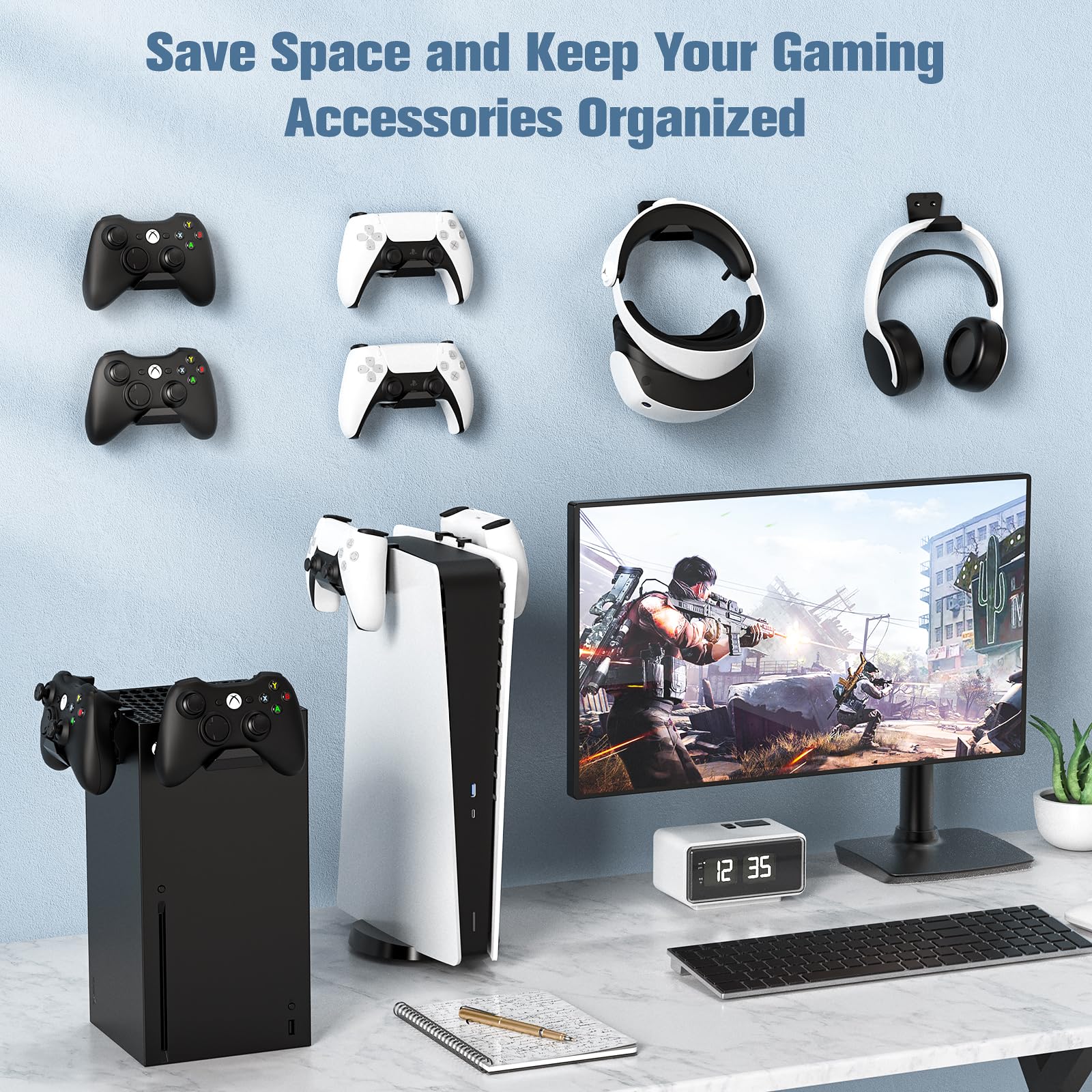 Snapklik.com : KUNSLUCK 6 Pack Controller Wall Mount For PS5, Xbox ...