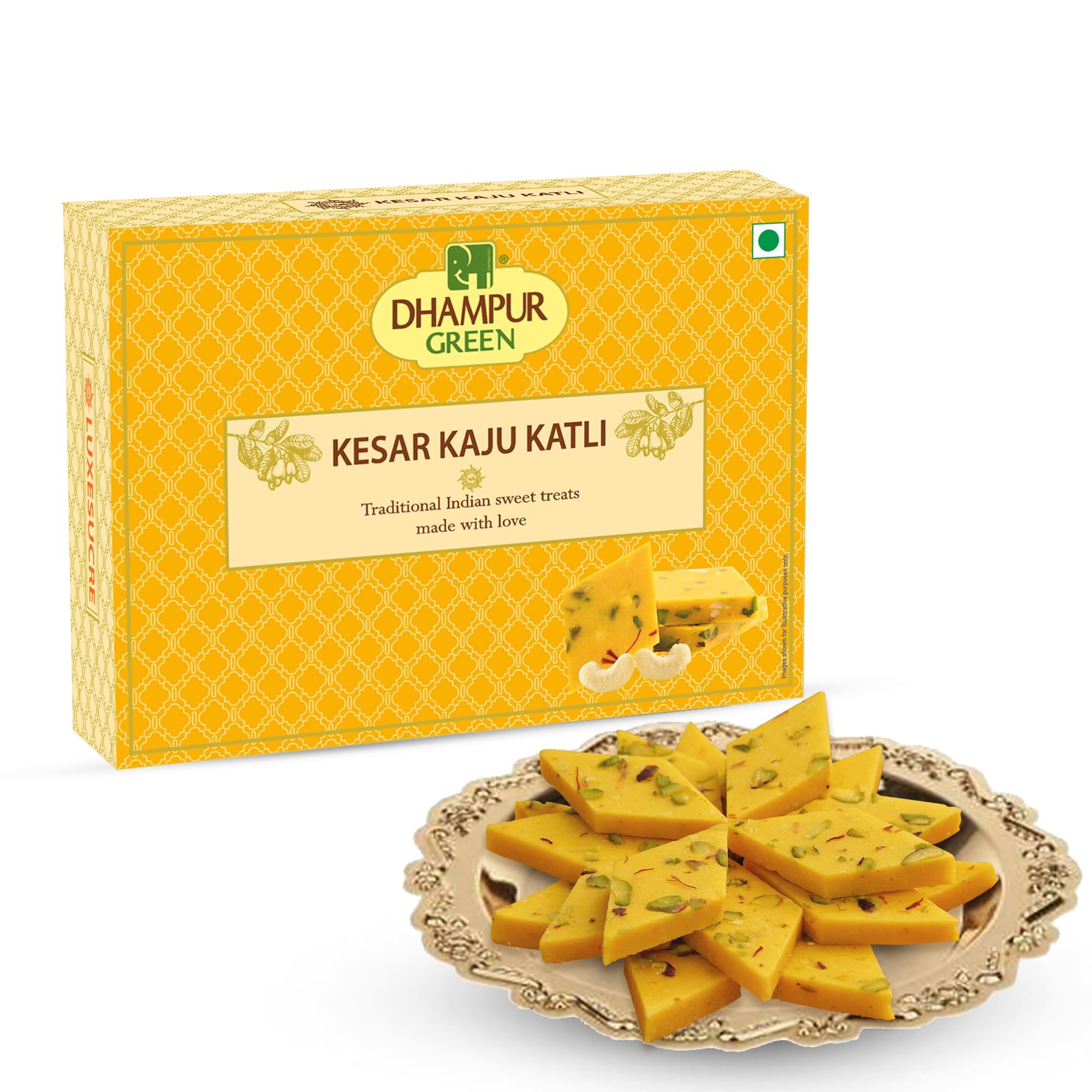 Buy Dhampure SpecialityKesar Kaju Katli, 400g | Kaju Katli Barfi ...