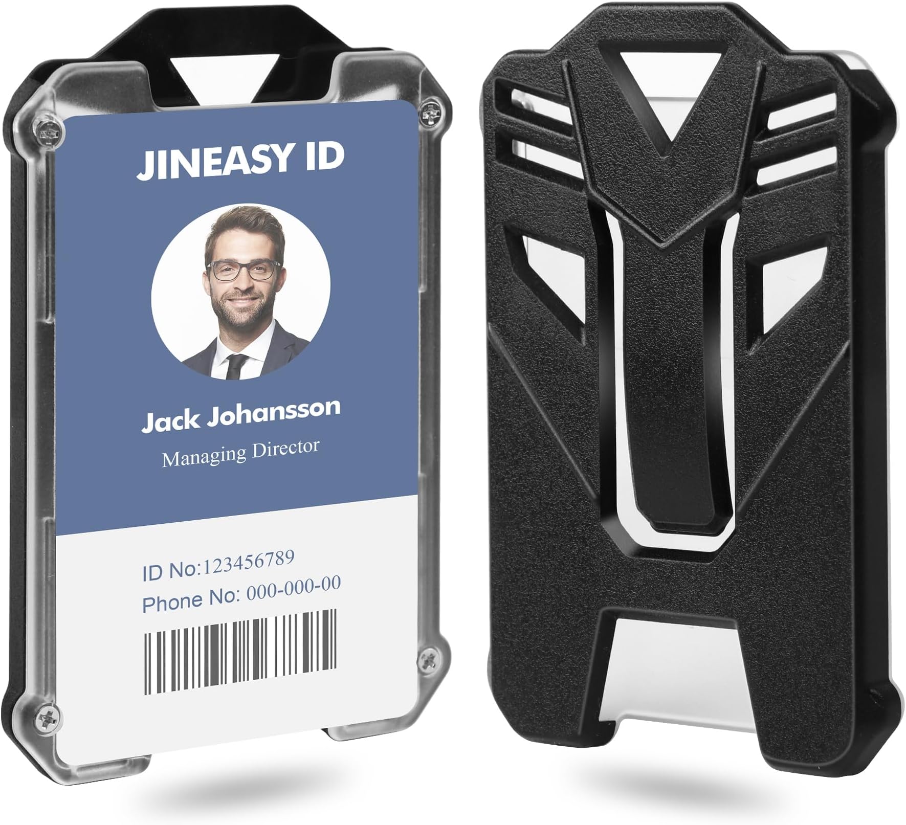 JINEASY ID Badge Holder, 2 Pack Vertical ID Card Holder Hard Plastic ID ...