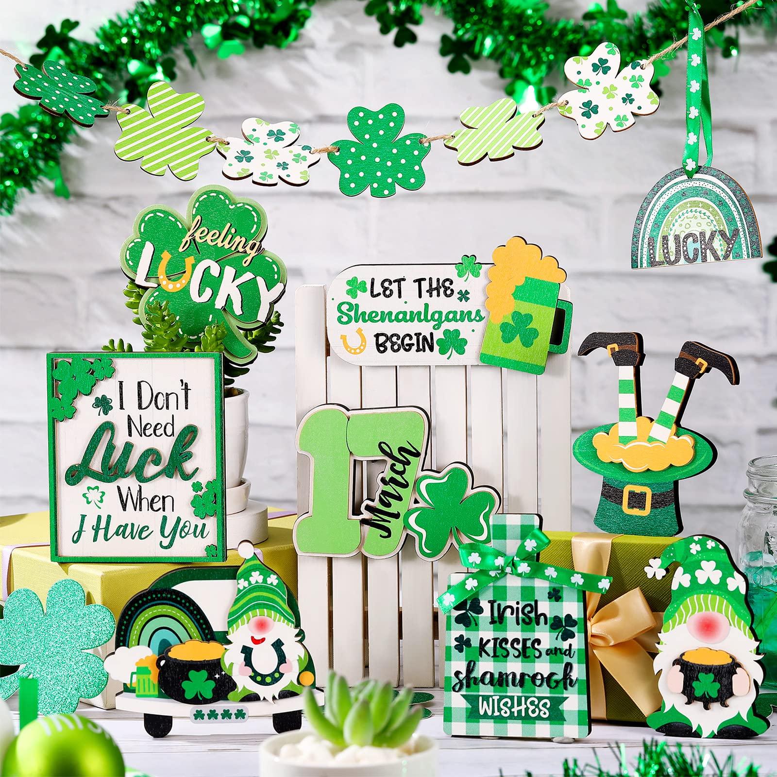 Snapklik.com : Ferraycle 15 Pcs St Patricks Day Tiered Tray Decor Set ...