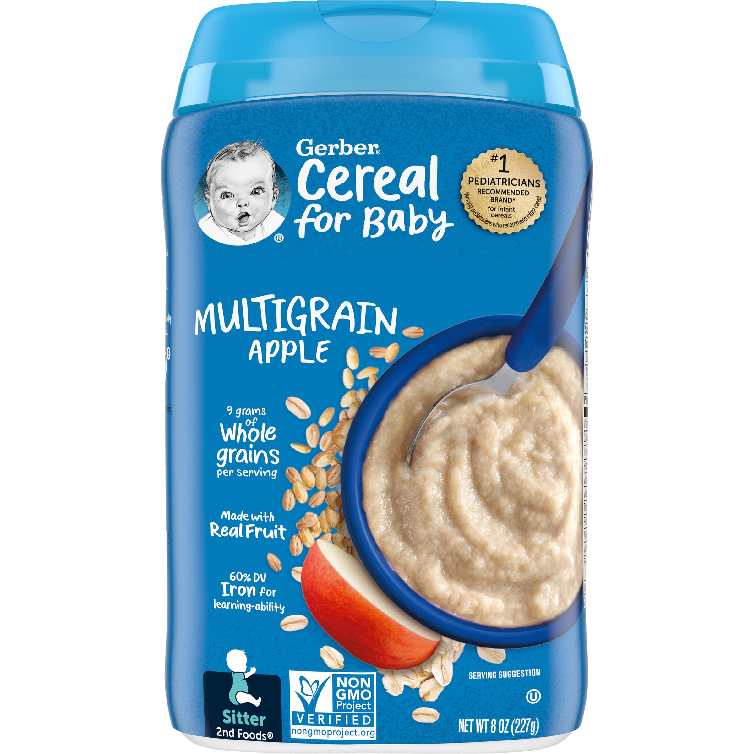 Amazon.com: Gerber Baby Cereal, 2nd Foods, Multigrain Apple, Baby Food ...
