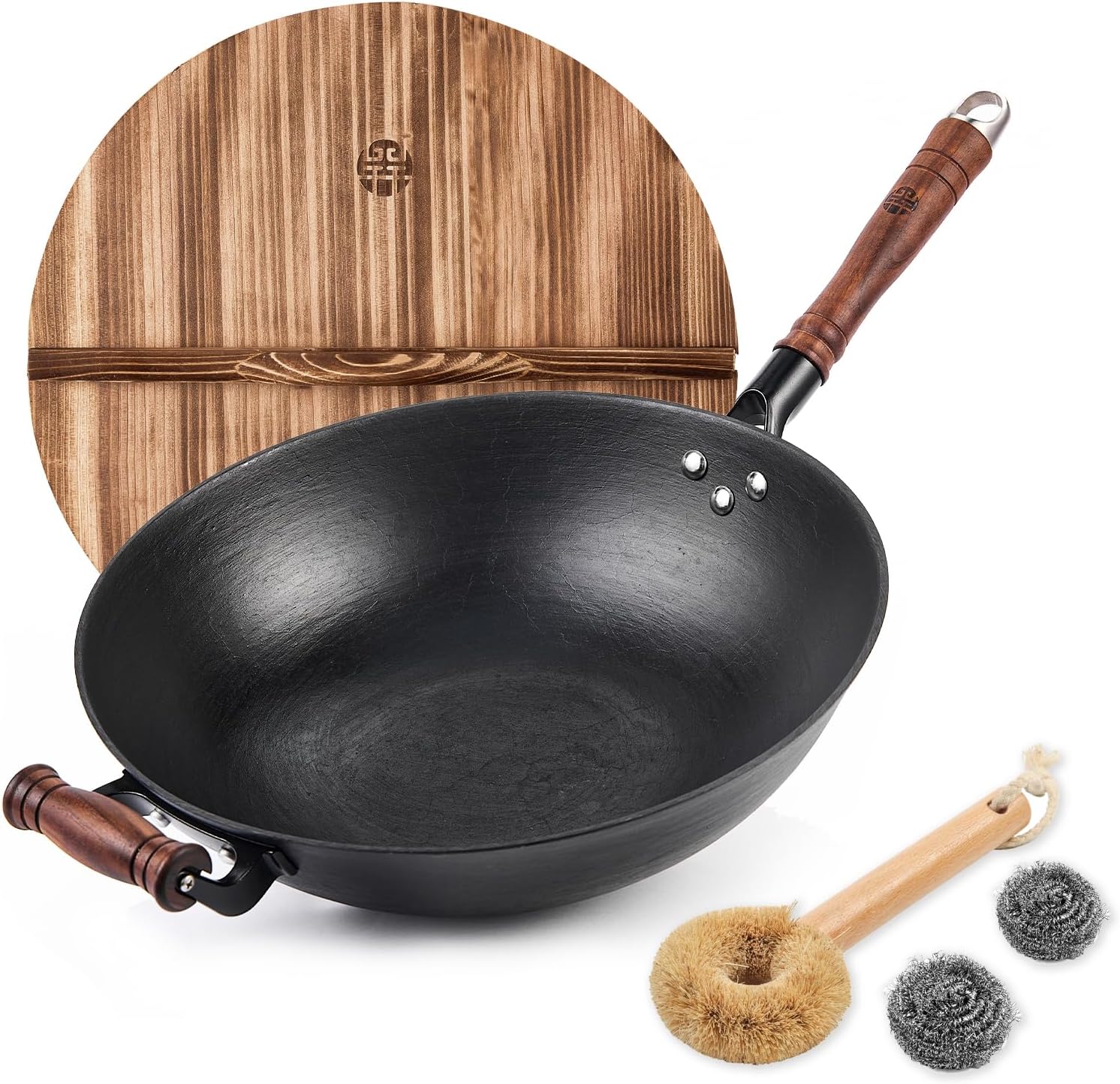 Amazon.com: WANGYUANJI Cast Iron Wok Pan 14.2" Large Wok with ...