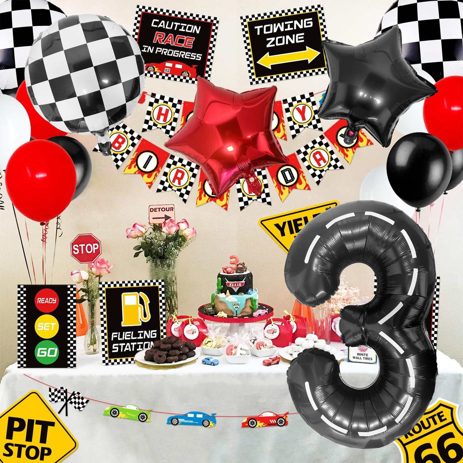 Snapklik.com : Race Car 3 Balloons 40 Inch Racetrack Number 3 Balloon ...