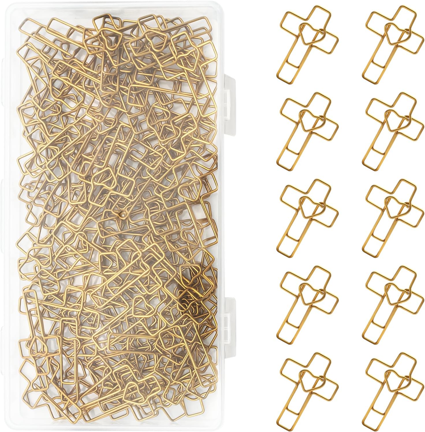Amazon.com: 100 PCS Gold Heart Cross Paper Clips, Christian Bible Paper ...