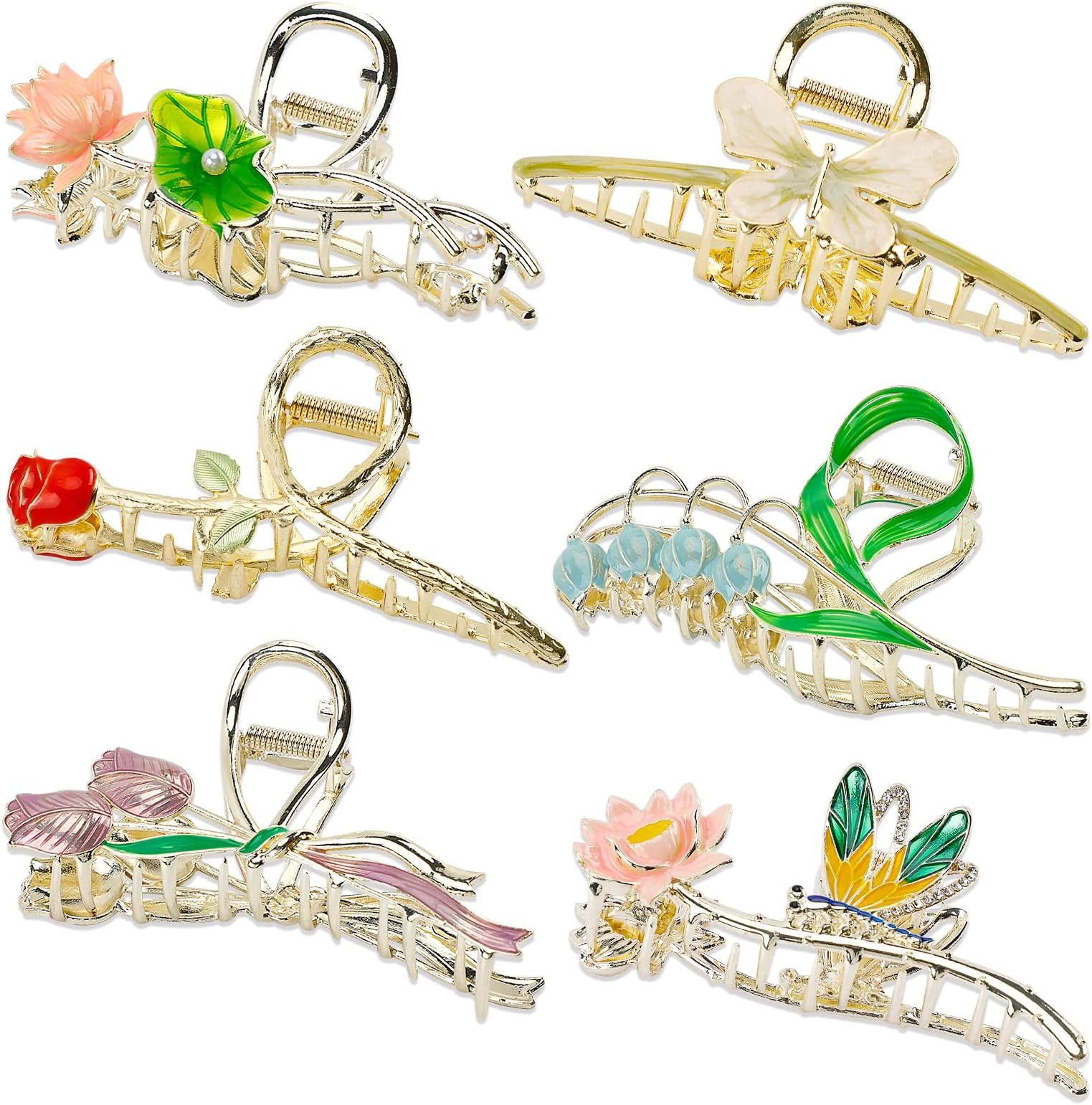 Amazon.com : Flower Metal Hair Claw Clips 6 Pcs Cute Large Tulip Hair ...