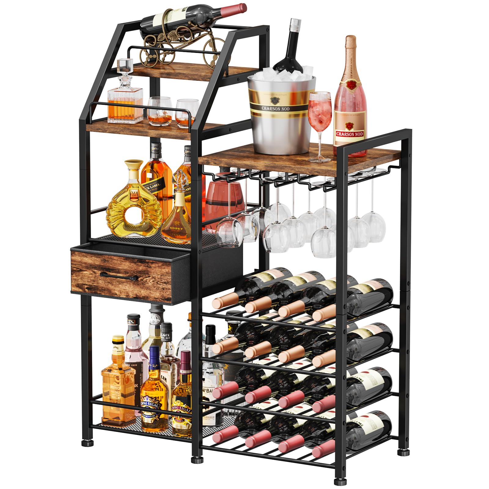 Amazon.com: HapiRm Wine Rack Freestanding Floor - Multi-Tier Liquor ...