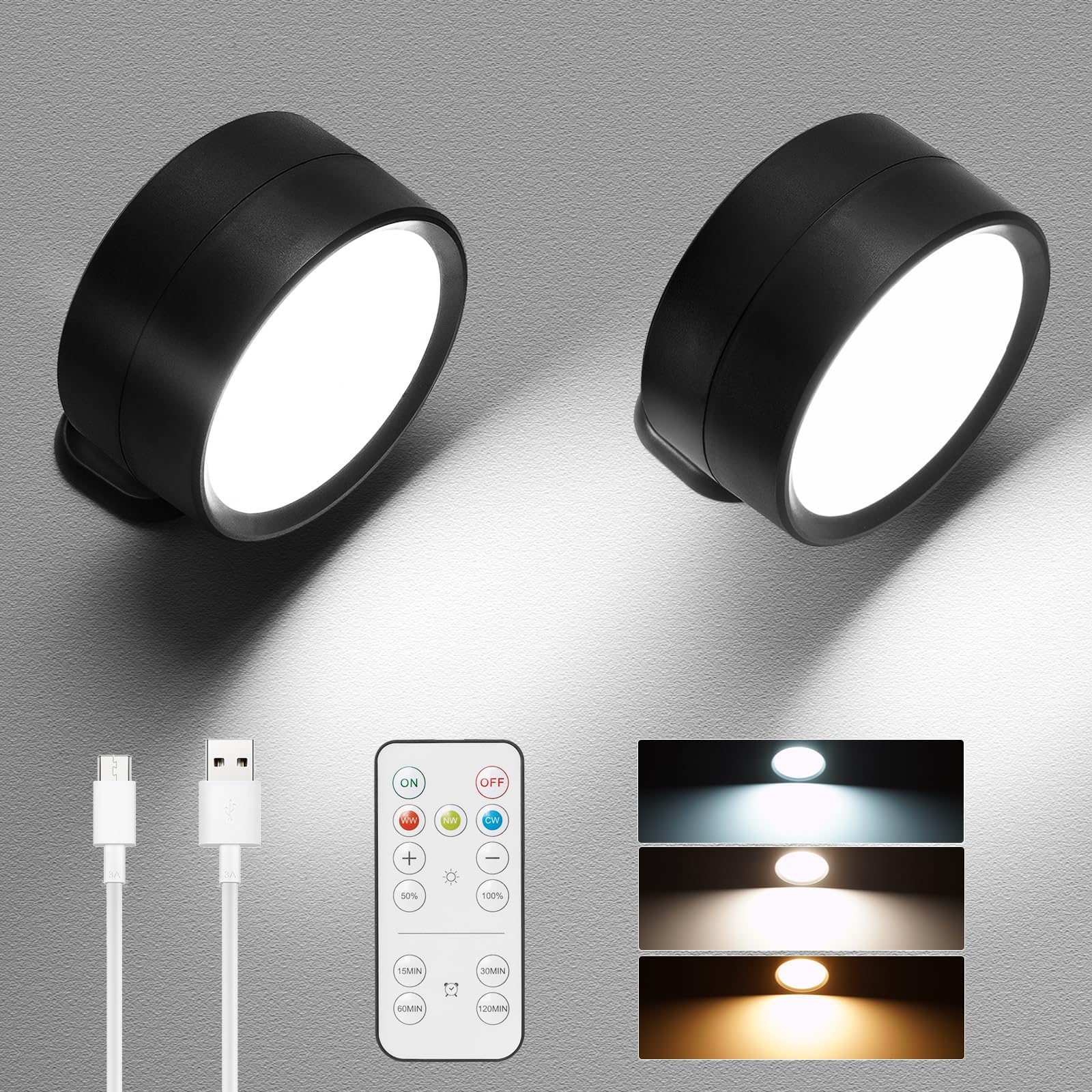 EZVALO LED Wall Mounted Lights, 5500mAh Rechargeable Wall Sconces Lamp ...