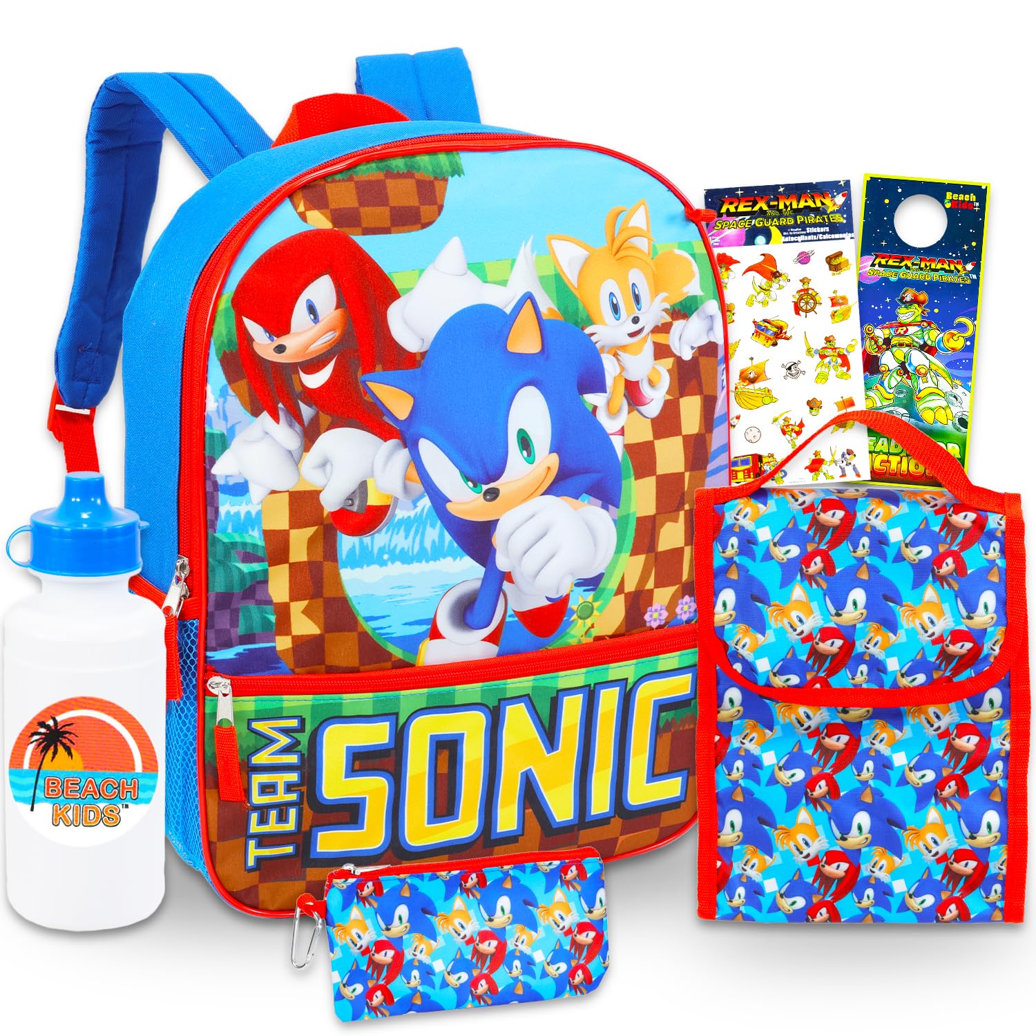Amazon.com | Sonic the Hedgehog Backpack with Lunch Box Set - 5 Pc ...