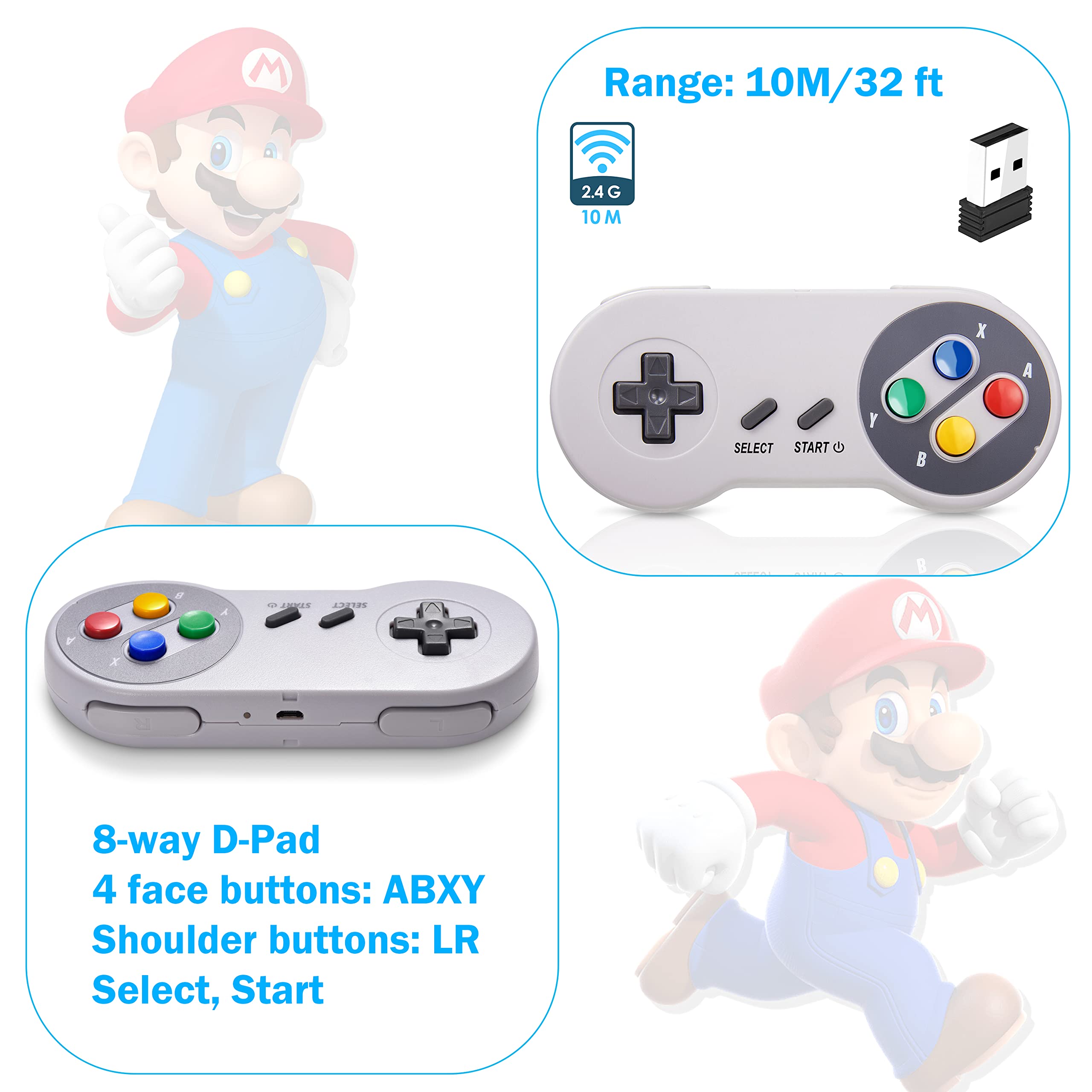 Snapklik.com : 2 Pack 2.4 GHz Wireless USB Controller Compatible