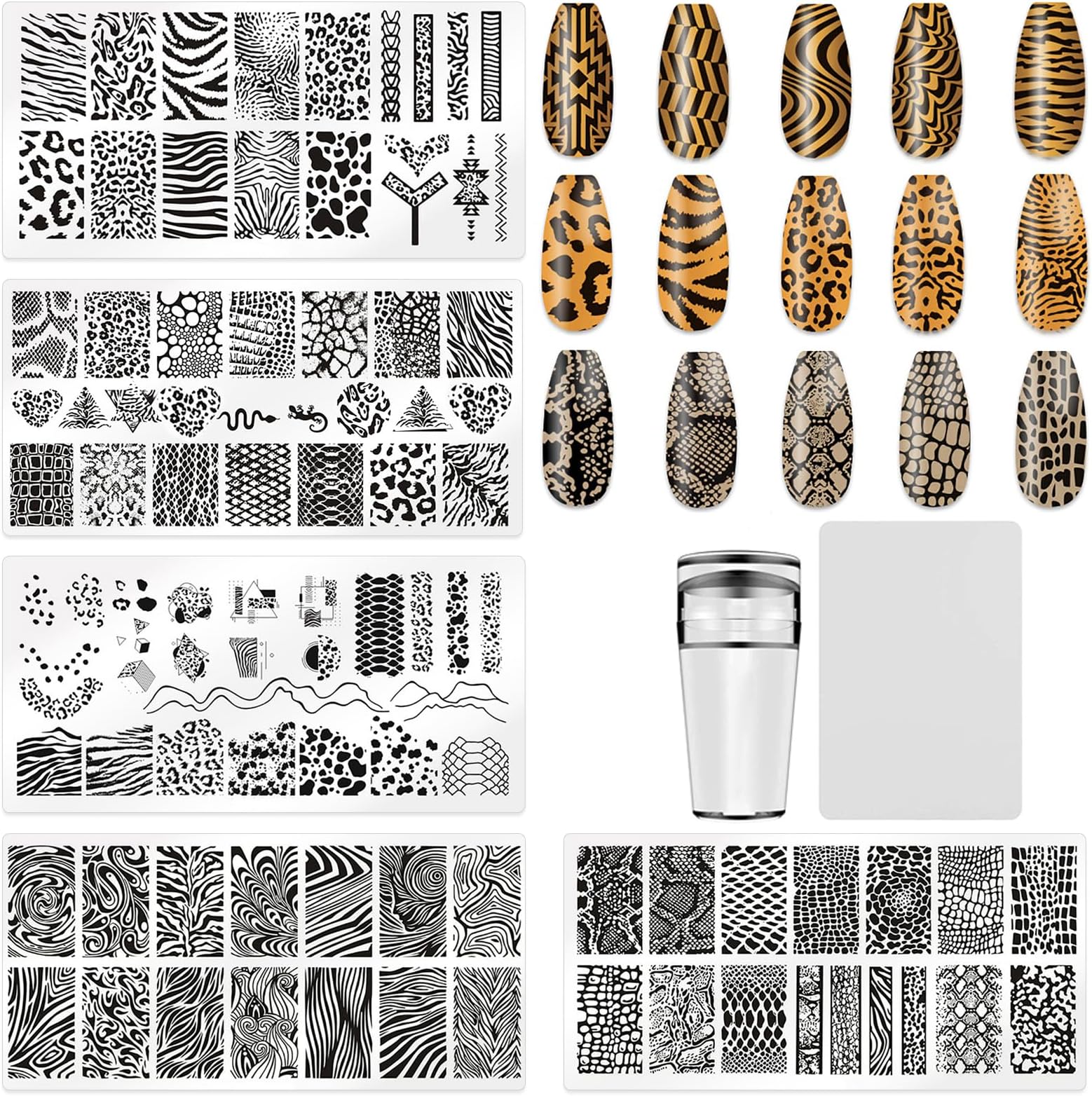 Amazon.com: KADS Nail Art Stamping Plate Plant Leaf Shape Pattern Stamp ...
