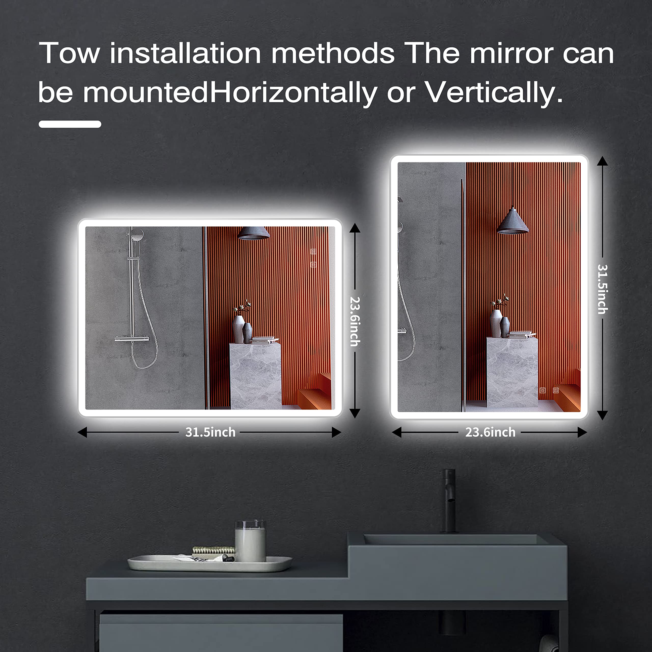 Snapklik.com : LED Bathroom Mirror, 24x32 Inch Wall Mount Lighted ...