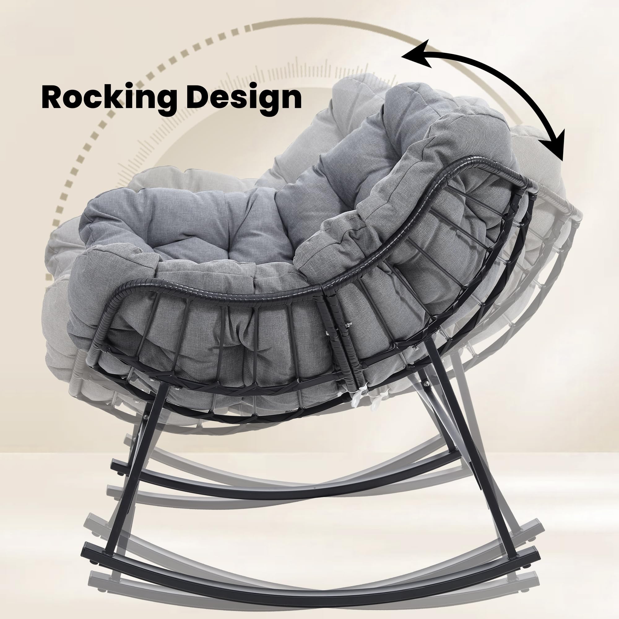 Snapklik.com : Oversized Outdoor Papasan Rocking Chair, Wicker Egg ...