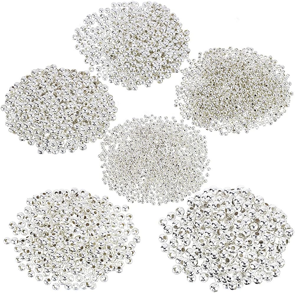 Amazon.com: 3000 Pcs Silver Plated Smooth Round Metal Beads Spacer ...
