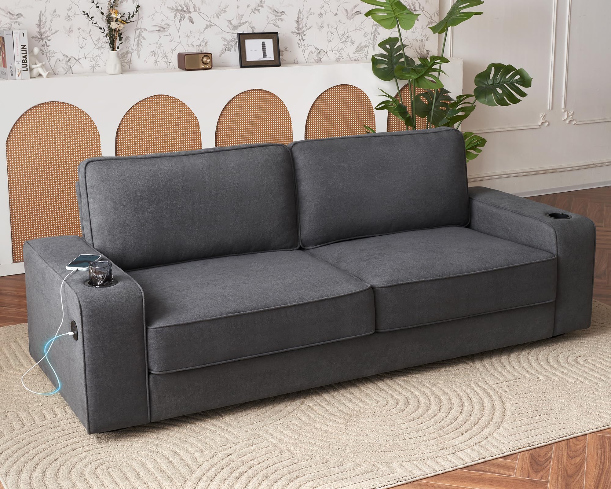 Amazon.com: HOWE Sofa, 89 inch Modern Sofa Couch with USB Charging ...