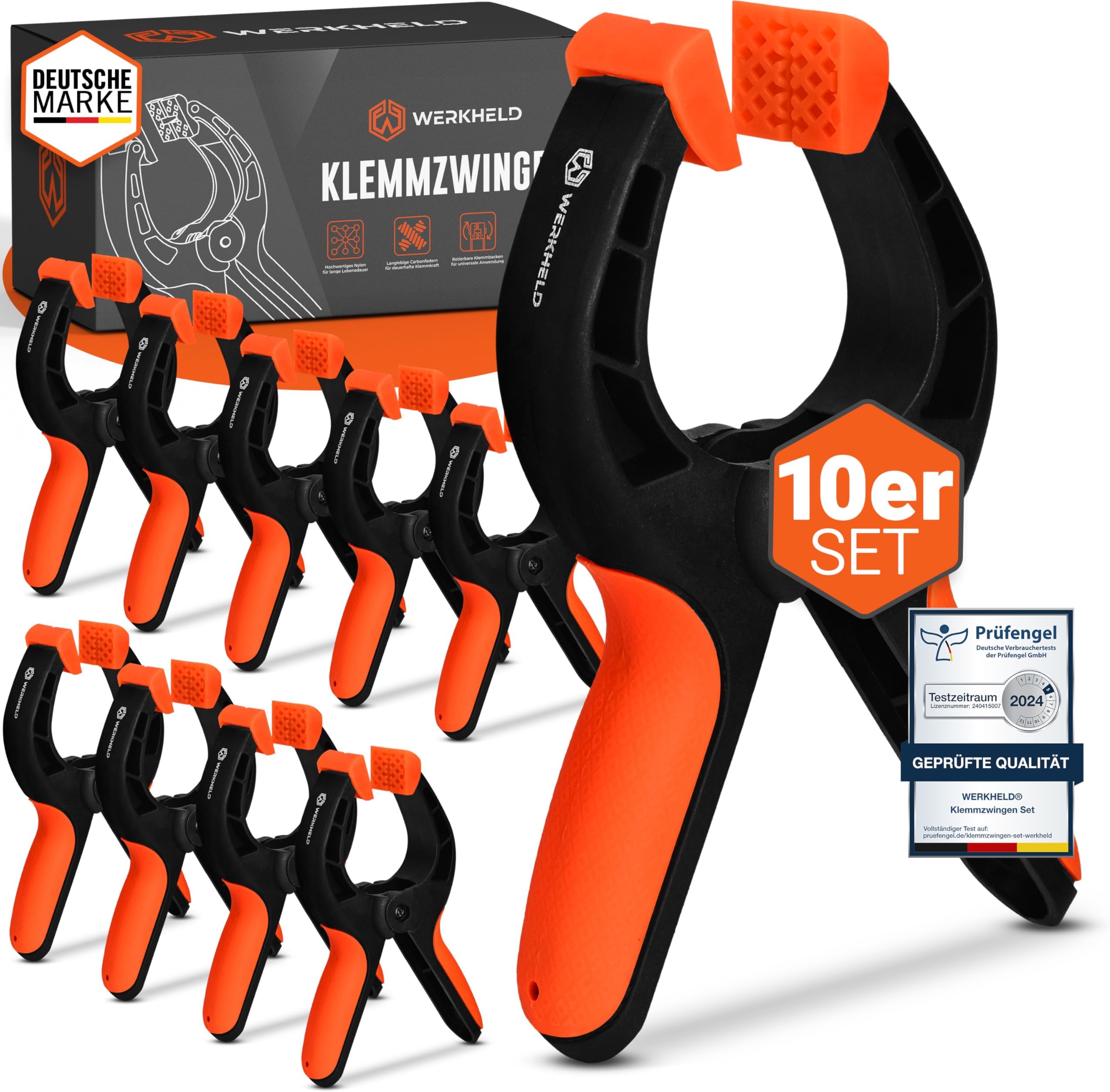 WERKHELD® Klemmzwingen Set [10 Klemmen] - bruchsichere & rotierbare ...