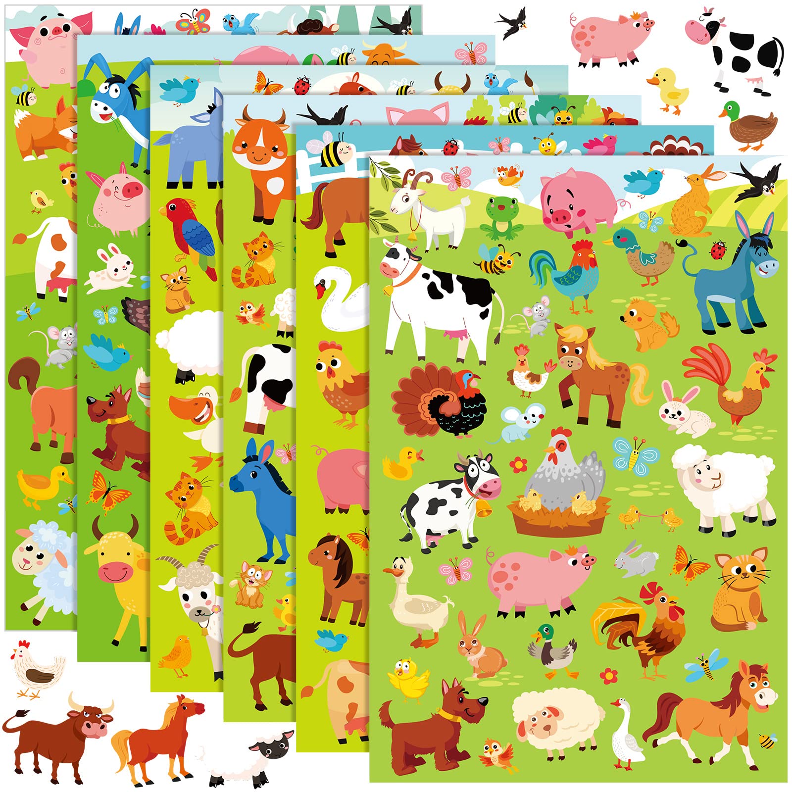 Snapklik.com : Teling 48 Sheets Farm Stickers For Kids 1500 Pcs Animal ...