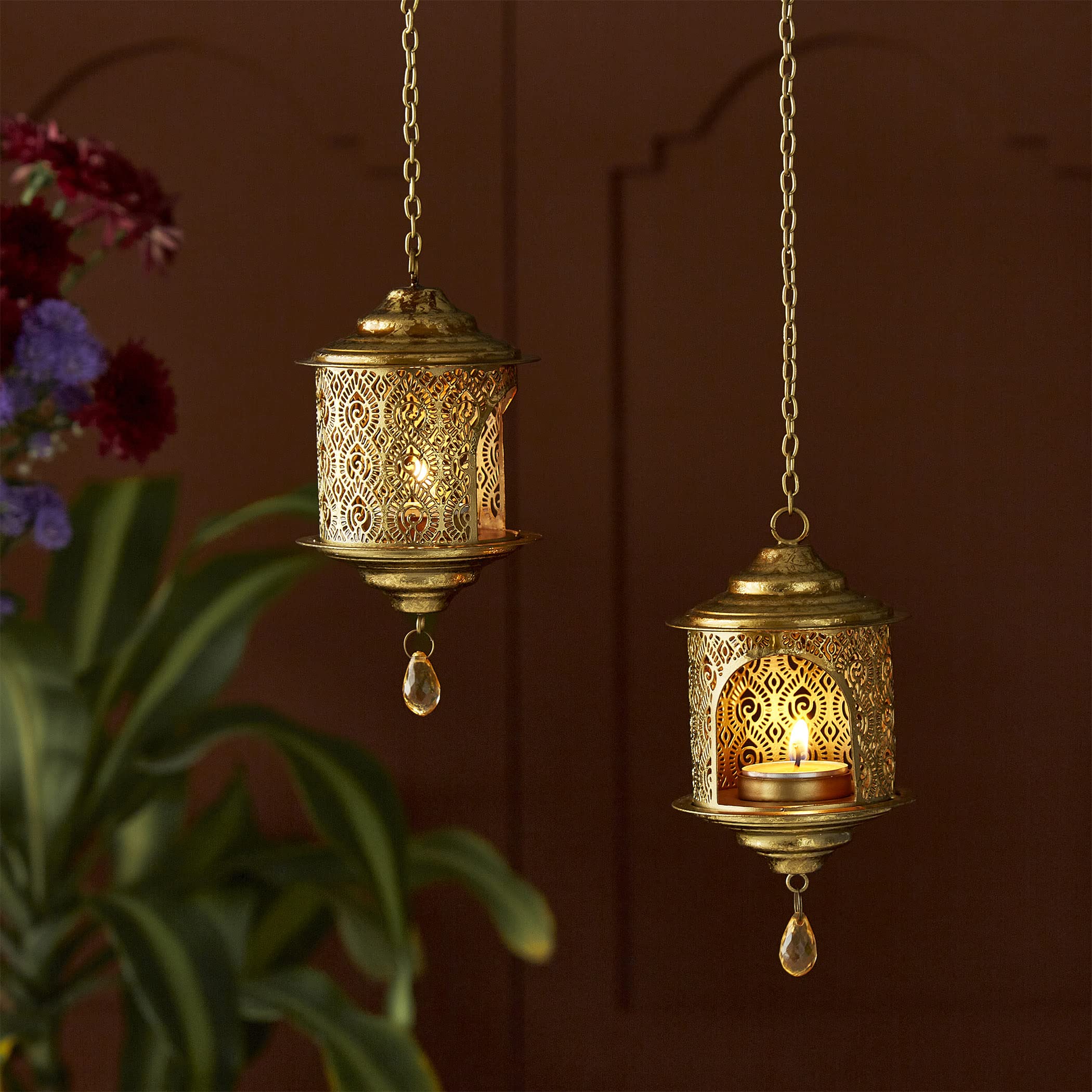 Buy Home Centre Shalimar Etched Hanging T-Light Holder - Set of 2 ...