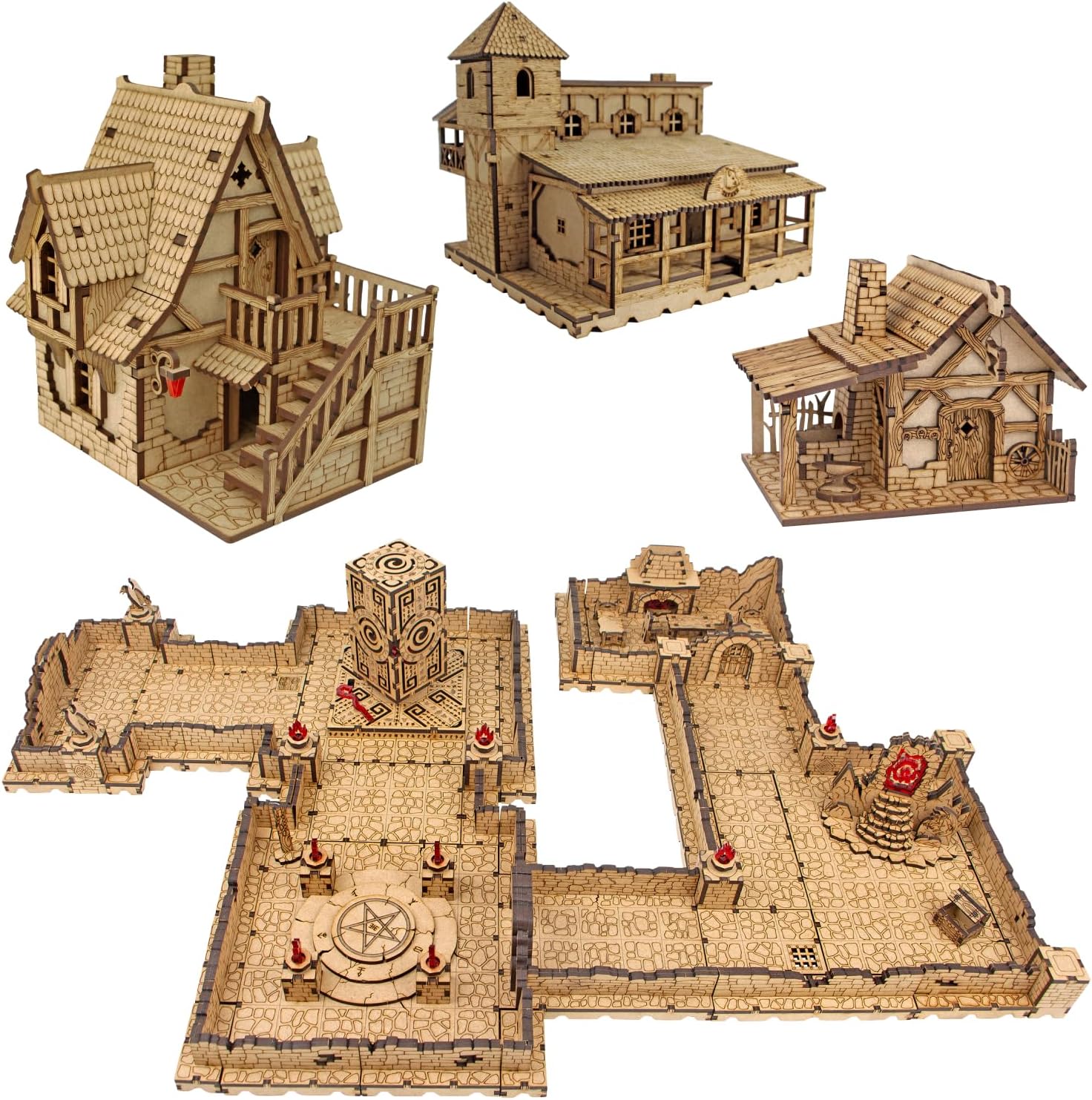 Amazon.com: TowerRex DND Terrain Buildings Bundle: Tavern, Cult's Lair ...