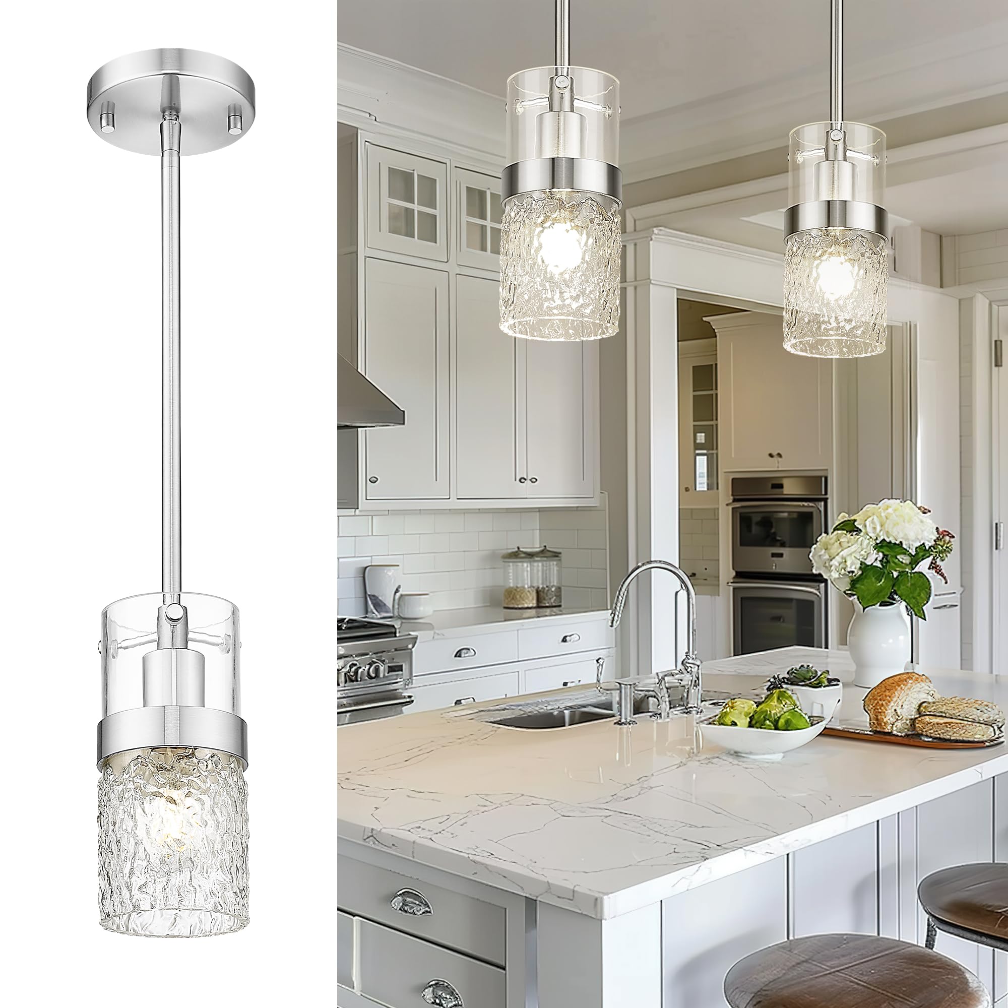 LMS 1-Light Pendant Light Fixtures, Modern Adjustable Hanging Light ...