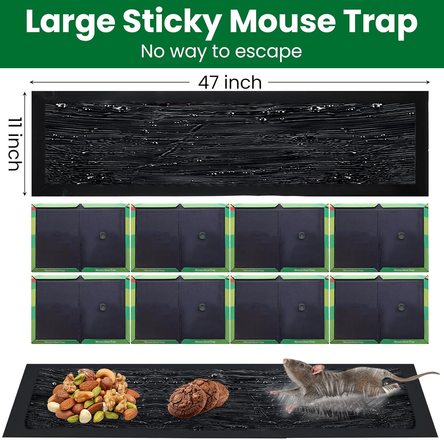 50 Pcs Mouse Traps Indoor for Home Sticky Mouse Trap Large Heavy Duty ...