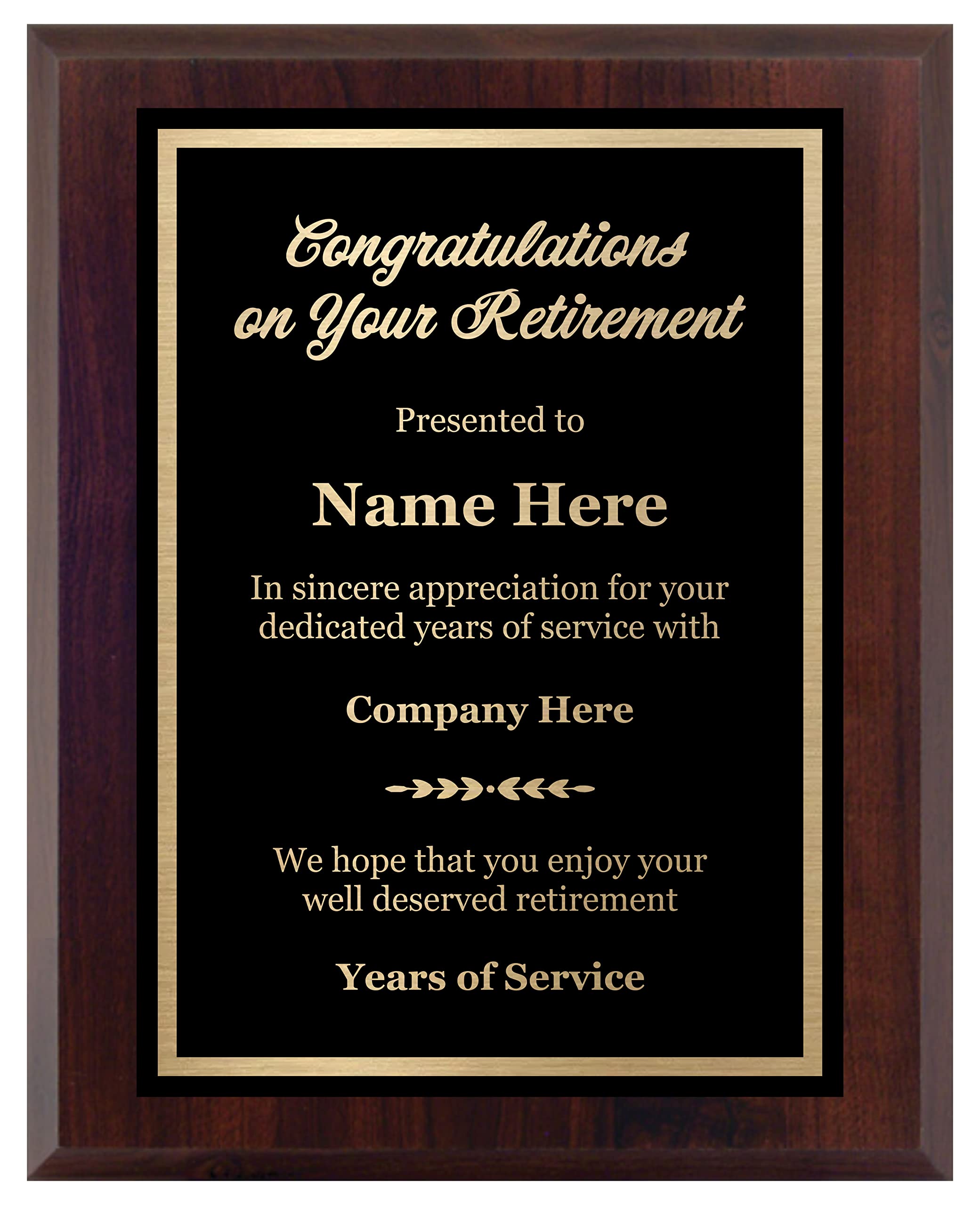Amazon.com: Customized Retirement Plaque Award – Laser Engraved ...