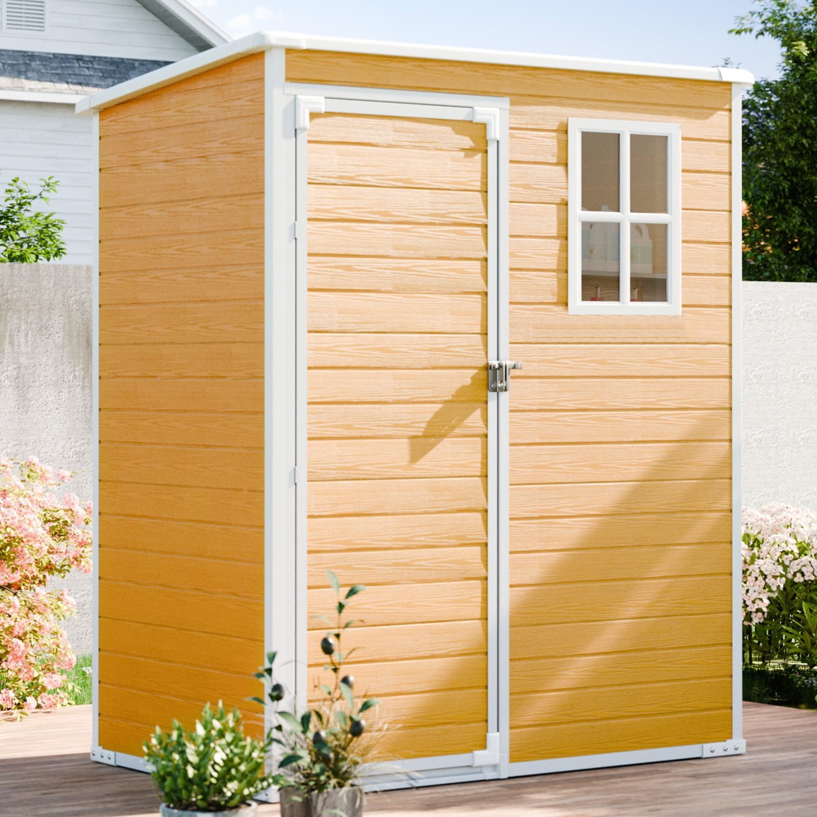 Amazon.com : SELLERWE 5x3 FT Outdoor Storage Shed, Waterproof Thicker ...