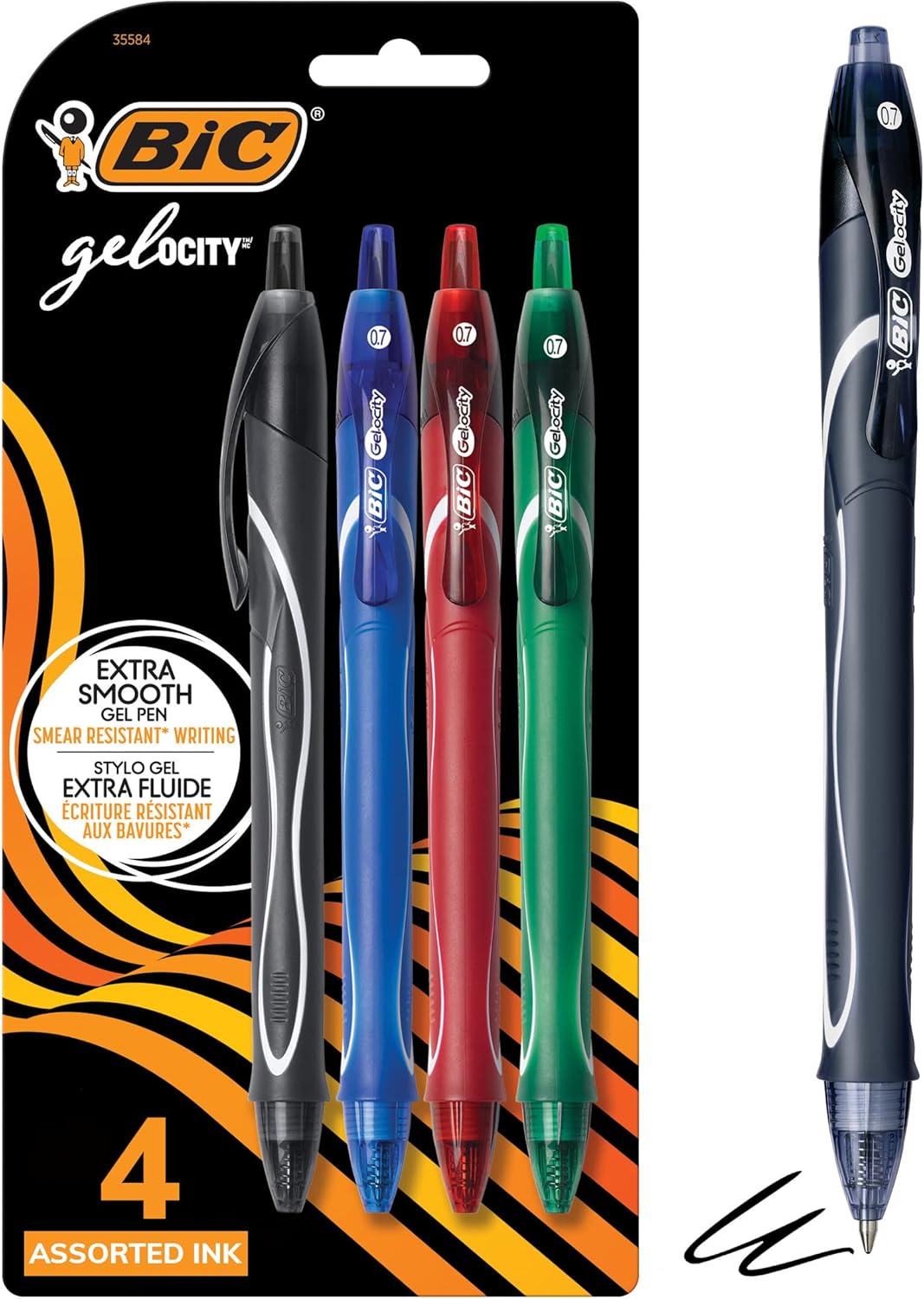 BIC Gel-ocity Quick Dry Retractable Gel Pen, Medium Point (0.7mm ...