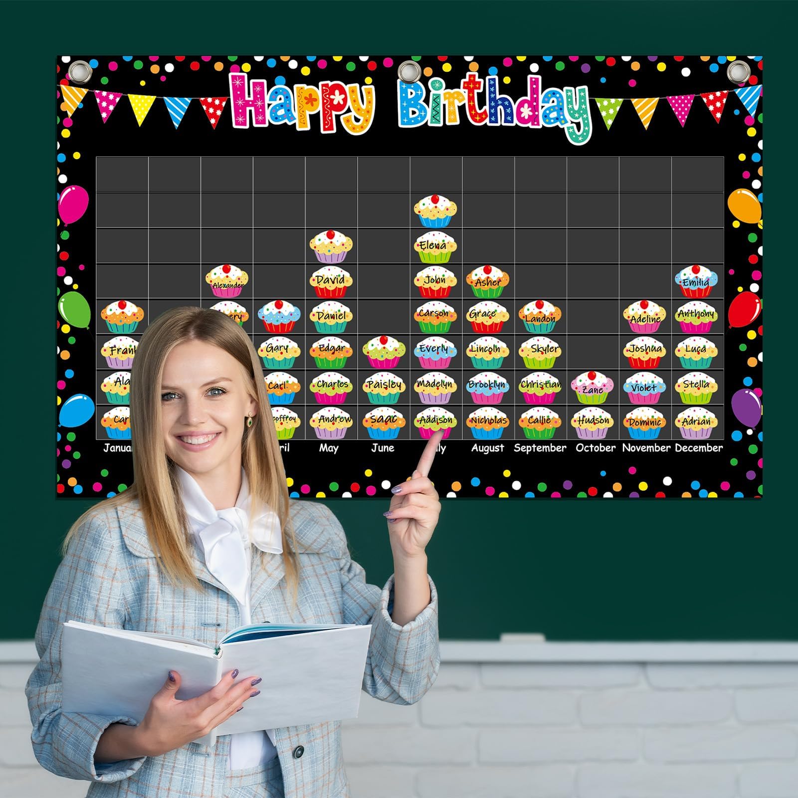 Snapklik.com : Happy Birthday Pocket Chart Colorful Cupcake Birthday ...