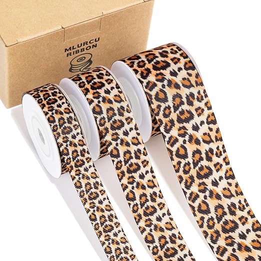 Amazon.com: Leopard Print Ribbon Set 3 Rolls Animal Print Grosgrain ...