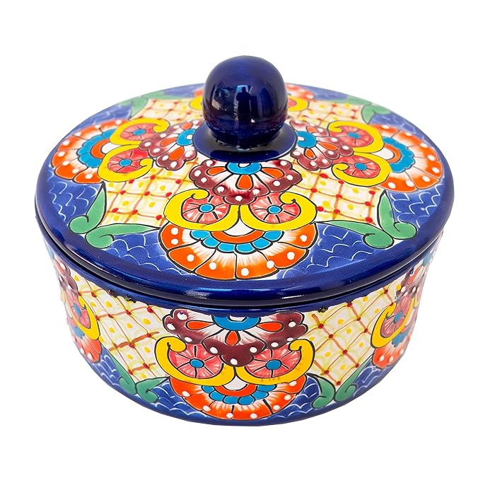 Buy Unique Mexican Blue Ceramic Tortilla Warmer Pancake Holder Talavera ...