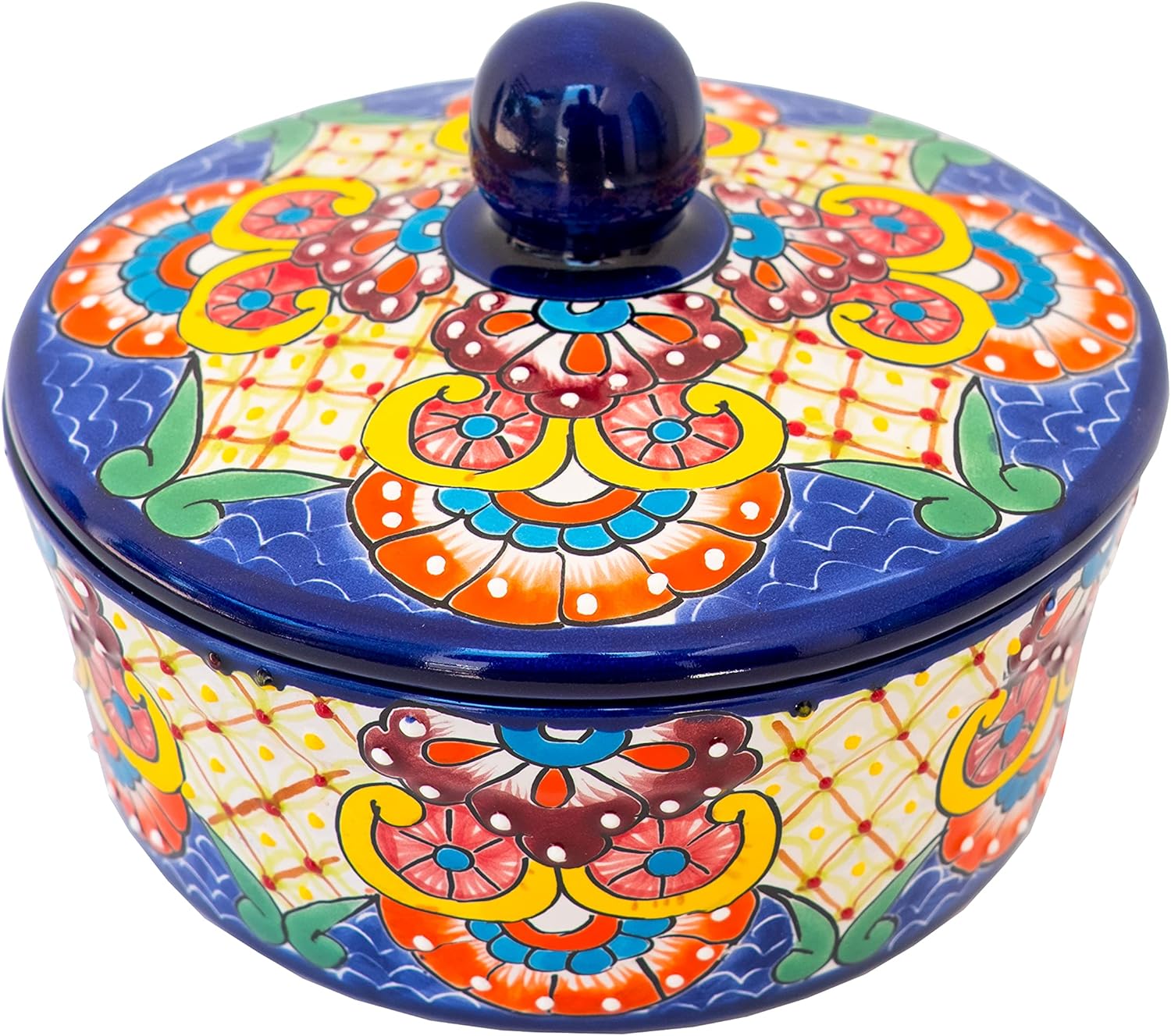 Unique Mexican Blue Ceramic Tortilla Warmer Pancake Holder Talavera ...