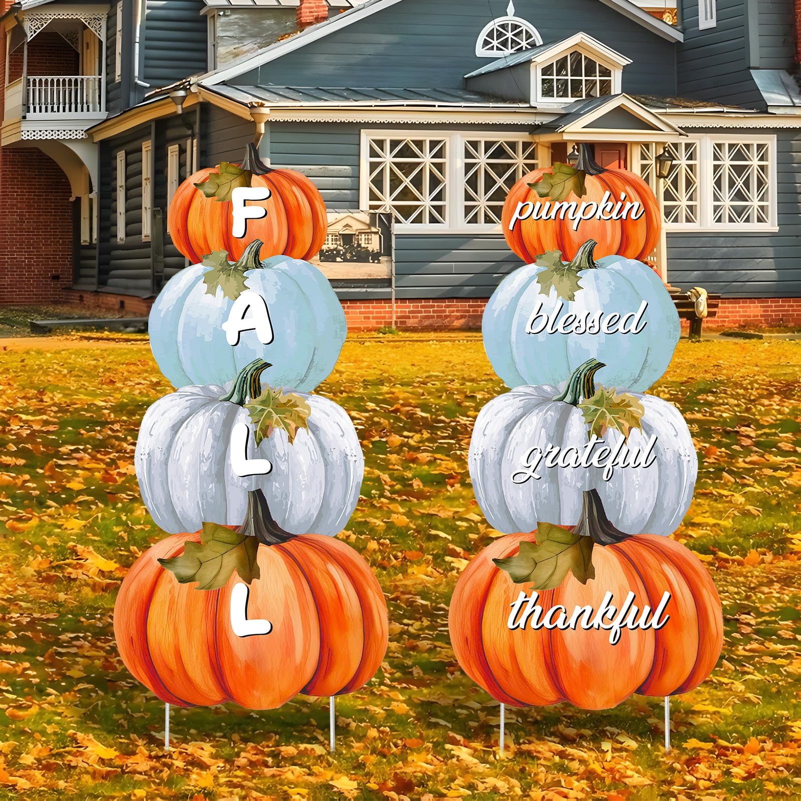 Amazon.com: 2 PCS Fall Pumpkin Yard Signs Decorations 37'' Fall Harvest ...