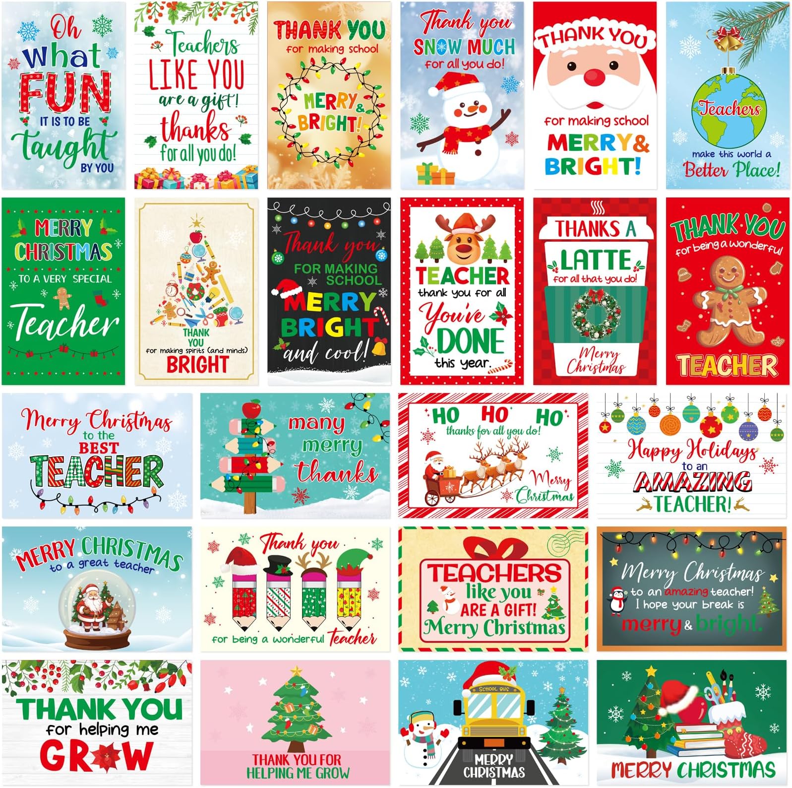 Amazon.com : Skyygemm 60 Sets Christmas Card for Teacher, Xmas Thank ...