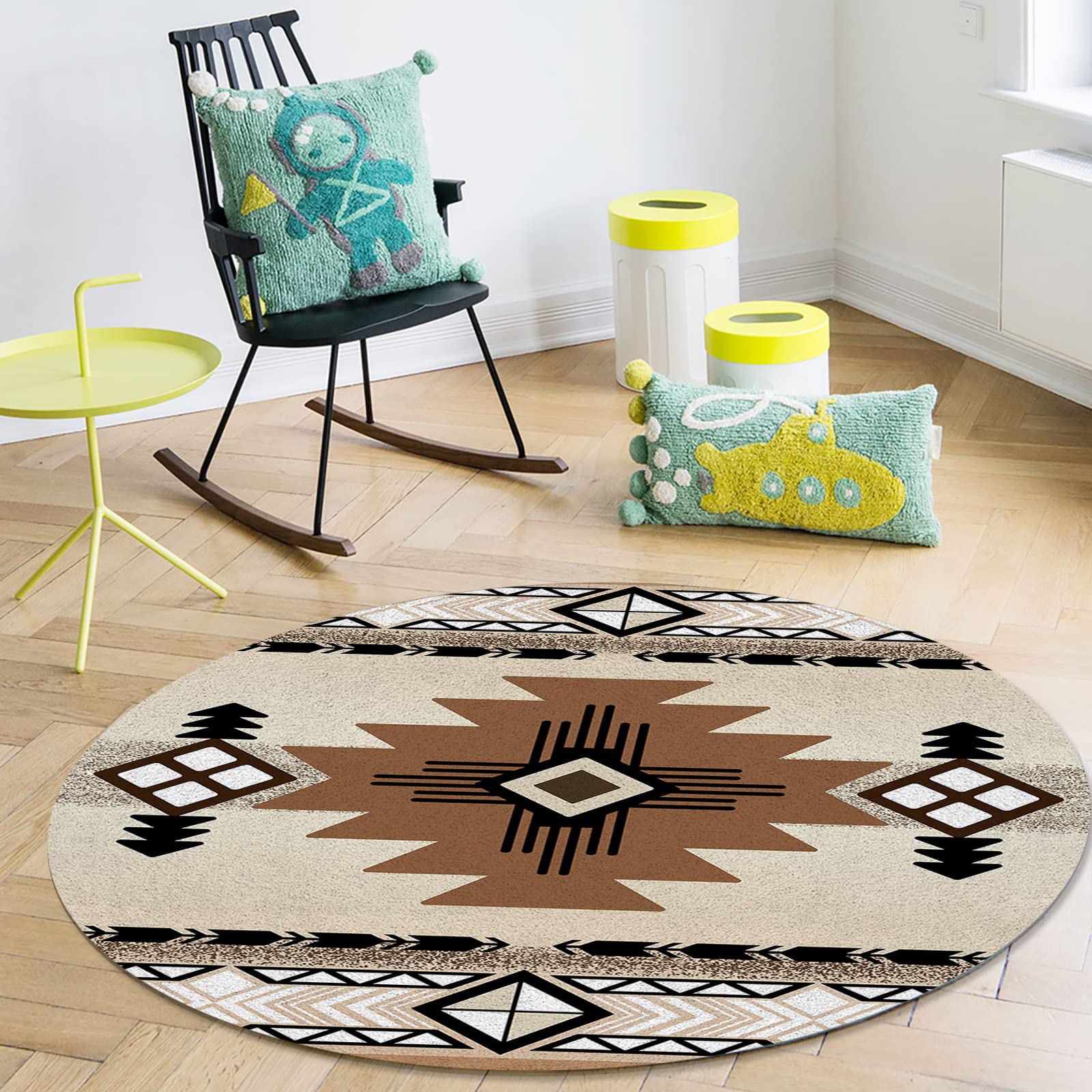 onlinestore discounts Round Southwestern Rug, 8ft Round Rug, Round Gray ...