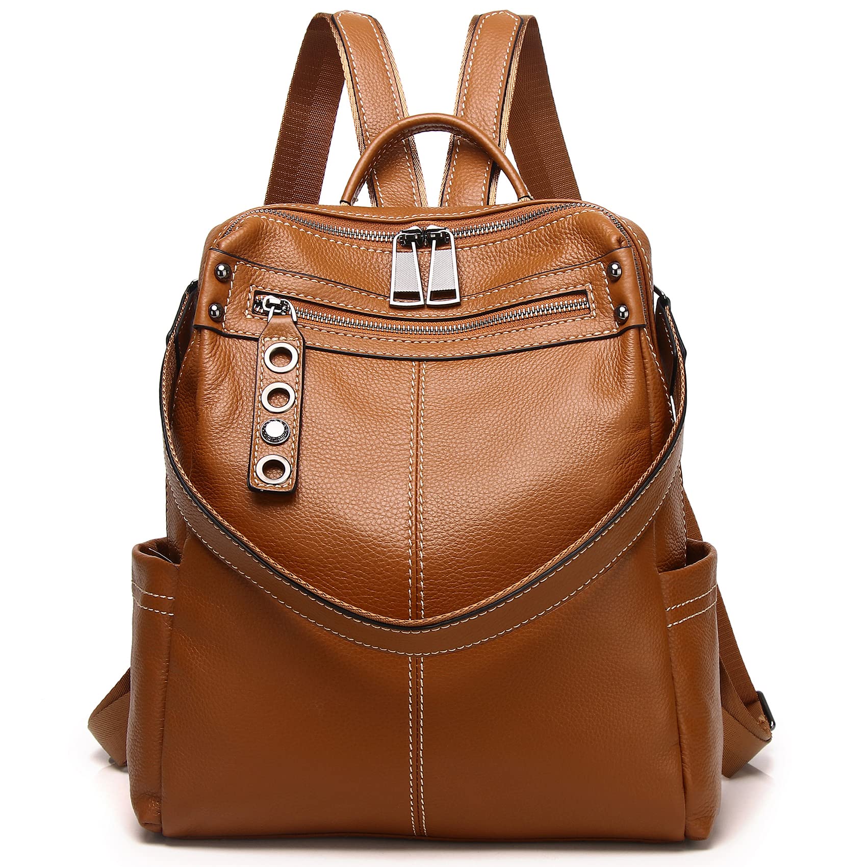 Amazon.com: Wesccimo Genuine Leather Backpack Purse For Women Brown ...