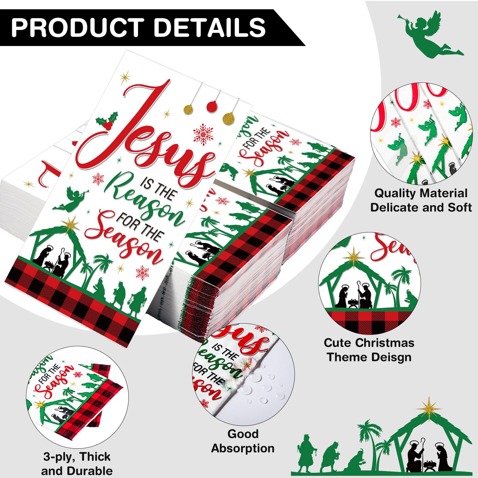 Snapklik.com : Pasimy 100 Pcs Christmas Nativity Paper Napkin ...