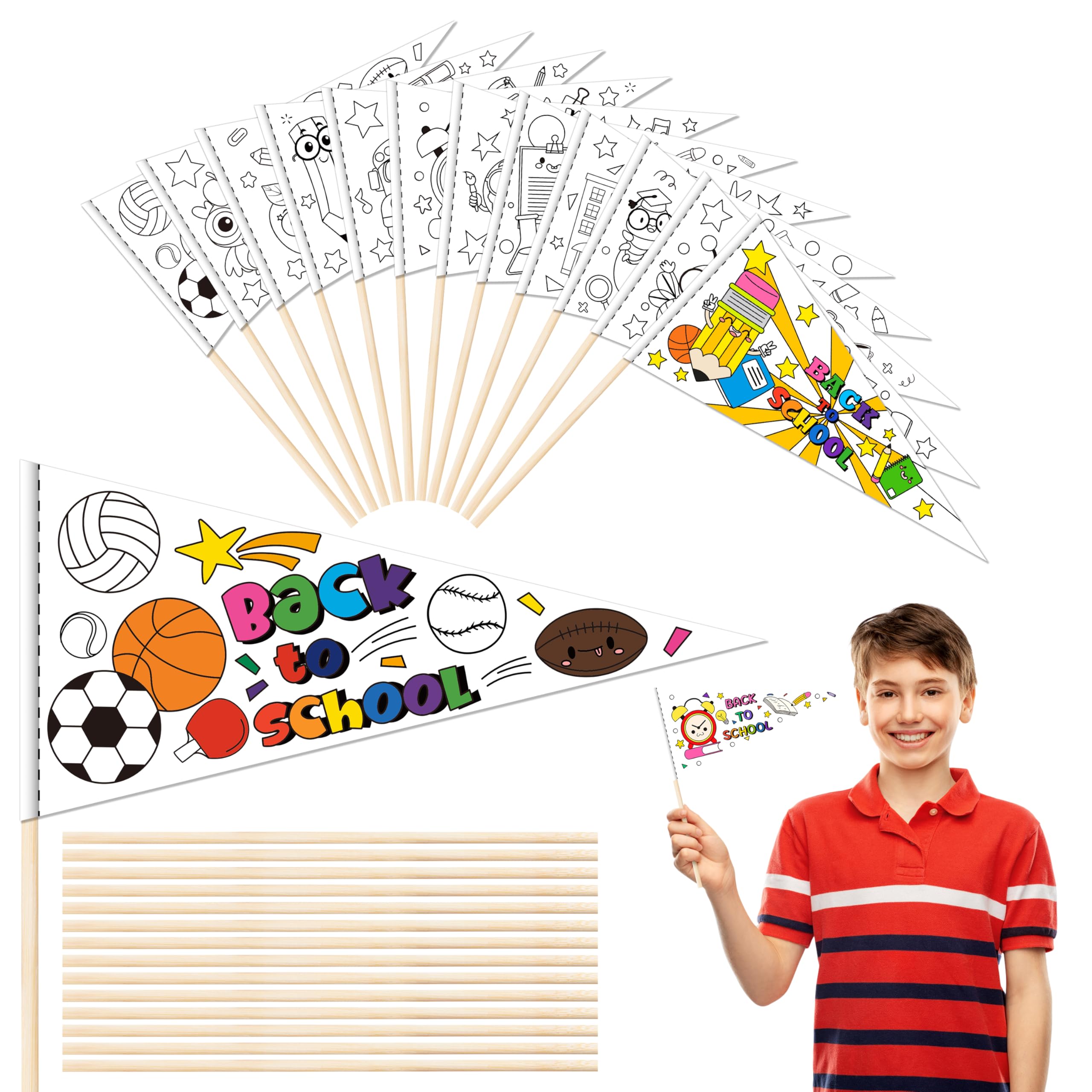 Snapklik.com : 2025 Back To School DIY Flags Kit - 36 Packs First Day ...
