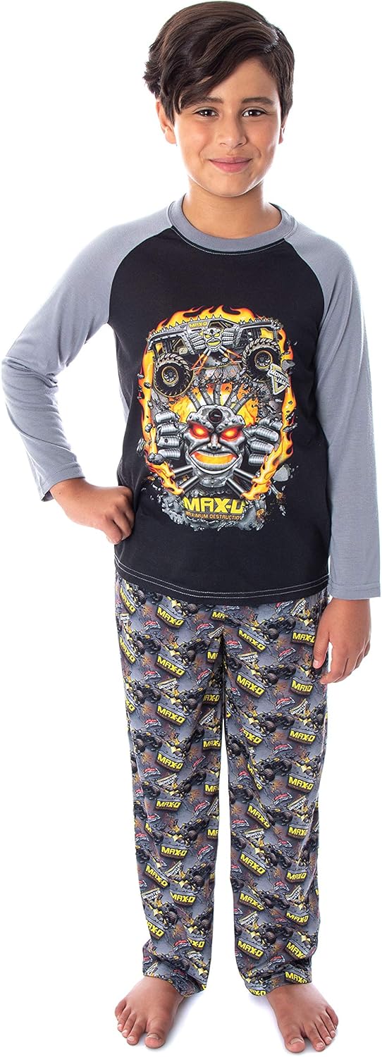 Amazon.com: INTIMO Monster Jam Trucks Pajama Sleep Set 2 PC Boys' MAX-D ...