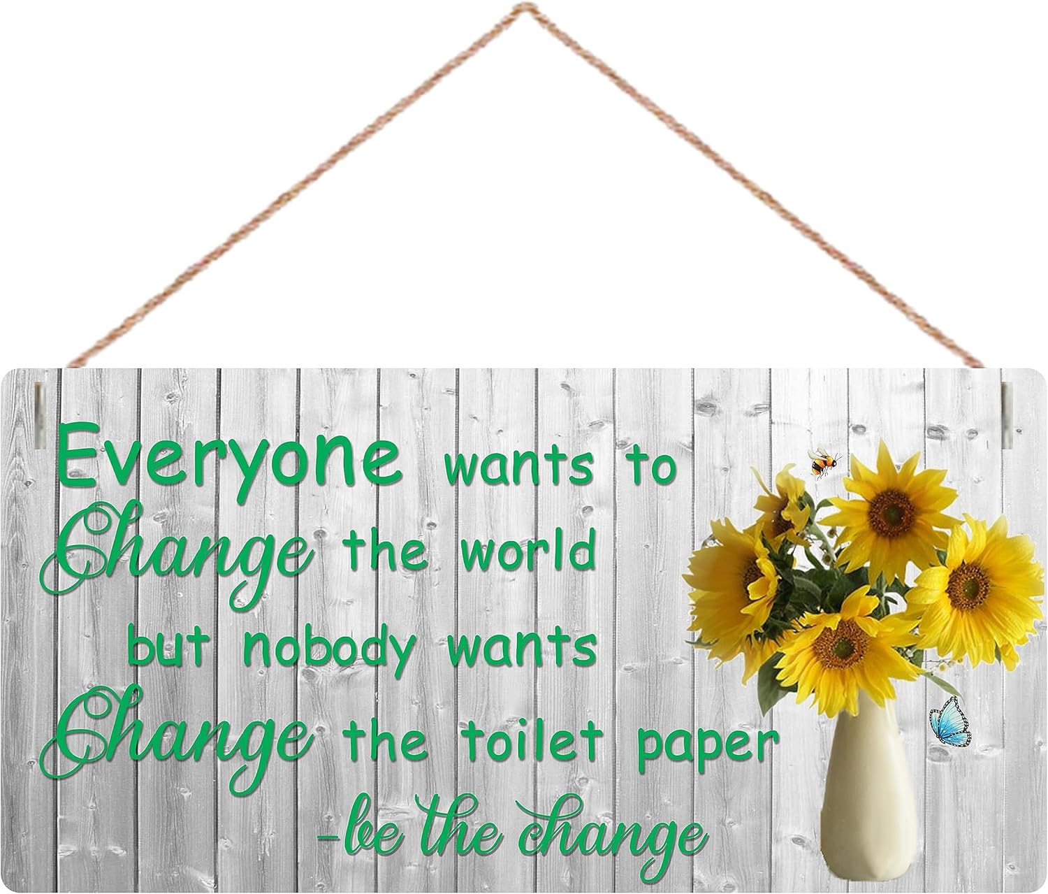 Amazon.com: Bathroom Rules Wall Decor - Sunflower Wall Decor - Rustic ...