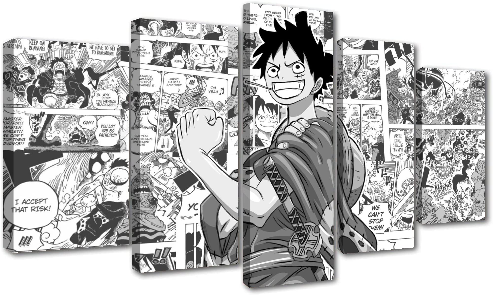 Set 5 Cuadros en Canvas Lienzo Impresión | One Piece Luffy Manga Diseño ...