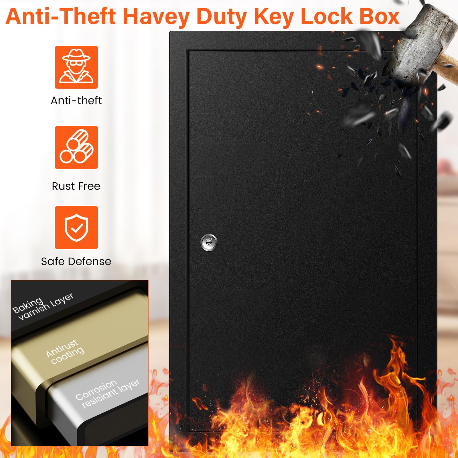Snapklik.com : Nebakne 200 Keys Key Cabinet, Anti-Theft Key Lock Box