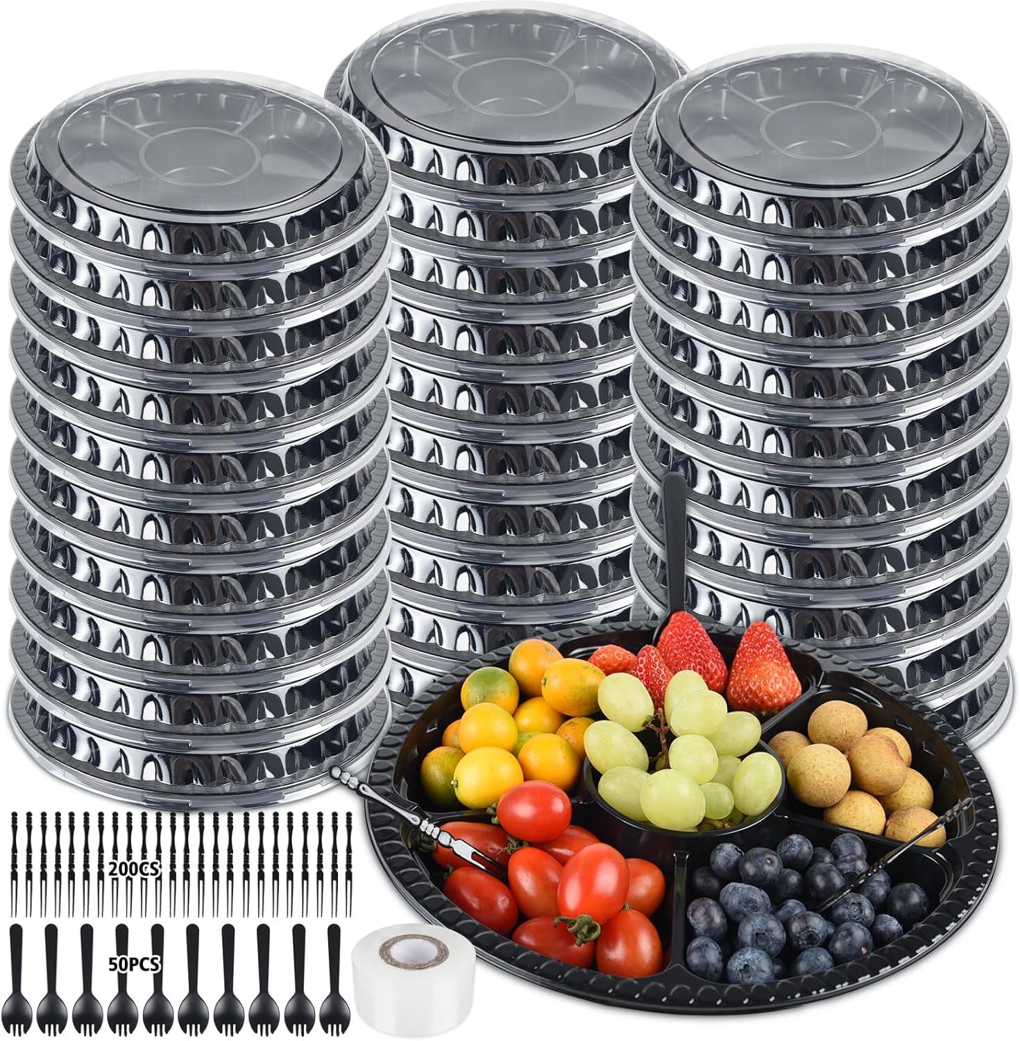Amazon.com | BOUBONI 30 Pieces Appetizer Serving Trays with Lids 12.5 ...