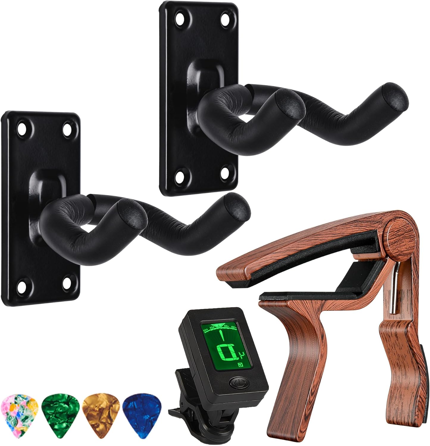 Amazon.com: Guitar Hanger 2 Pack Guitar Wall Mount Hangers for Electric ...
