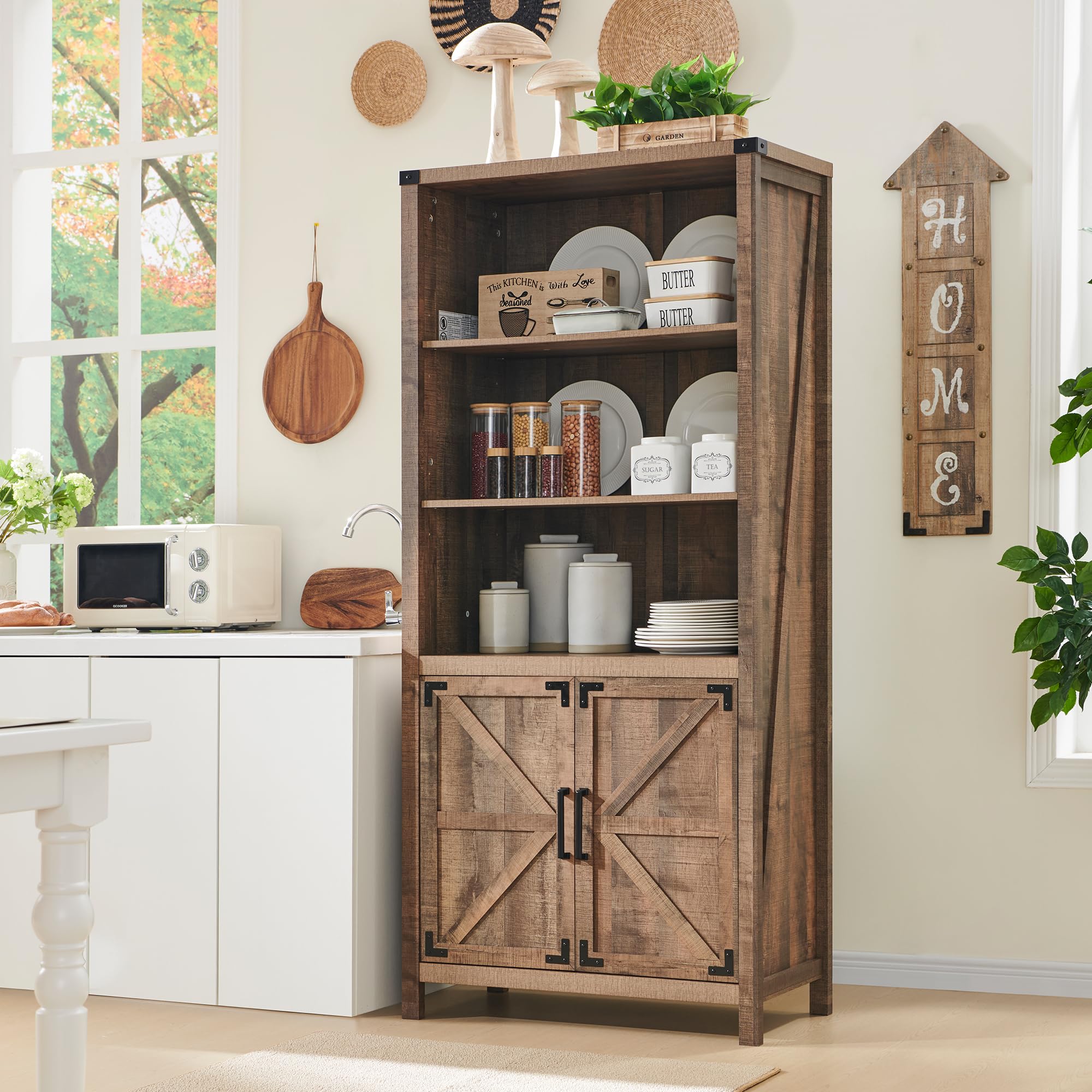 Amazon.com - JXQTLINGMU 70" Tall Buffet Sideboard Cabinet with 5-Tier ...